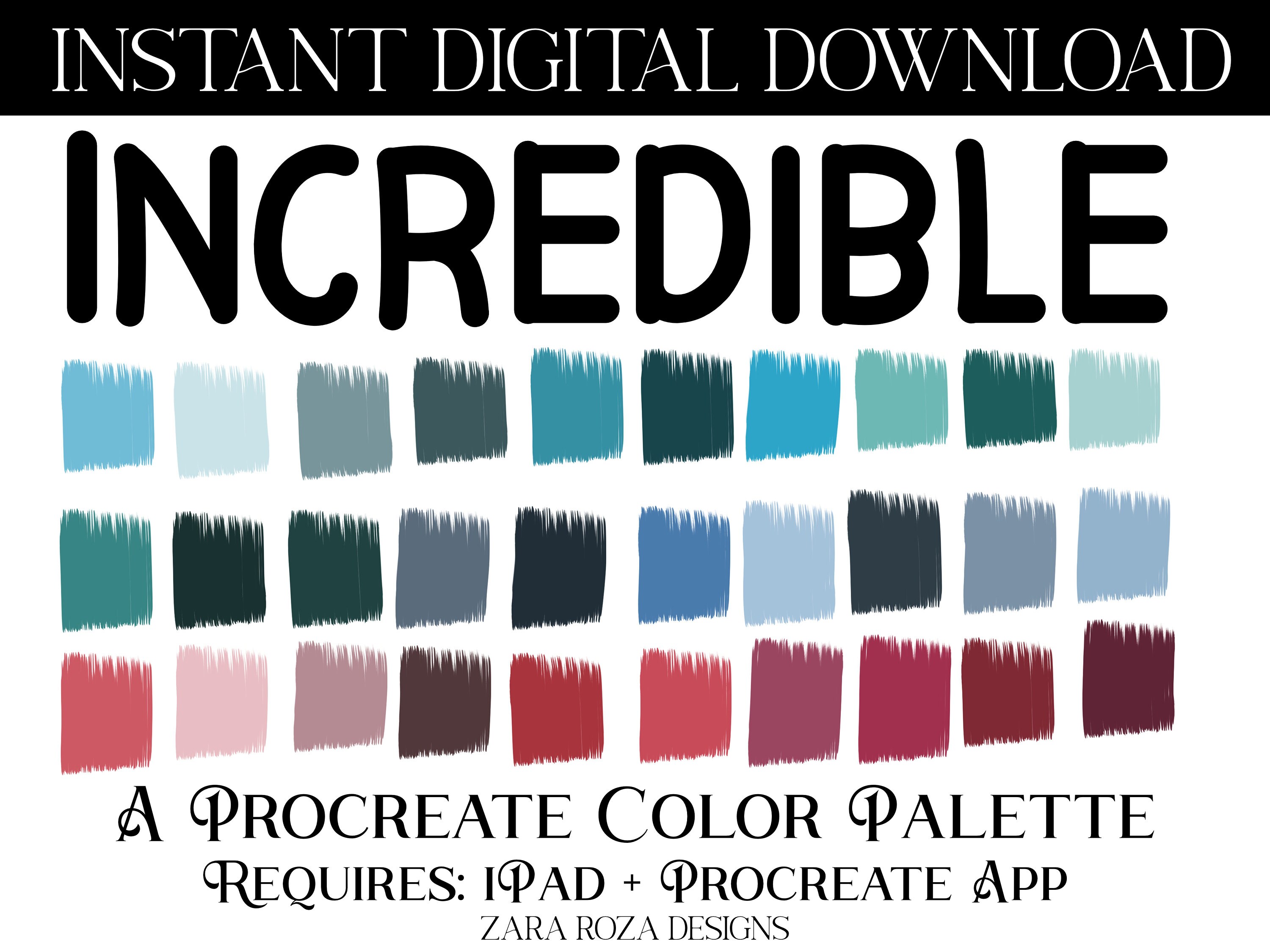 20 Procreate Color Palette Bundle Pack VOL. 26 Set Retro Vintage ...