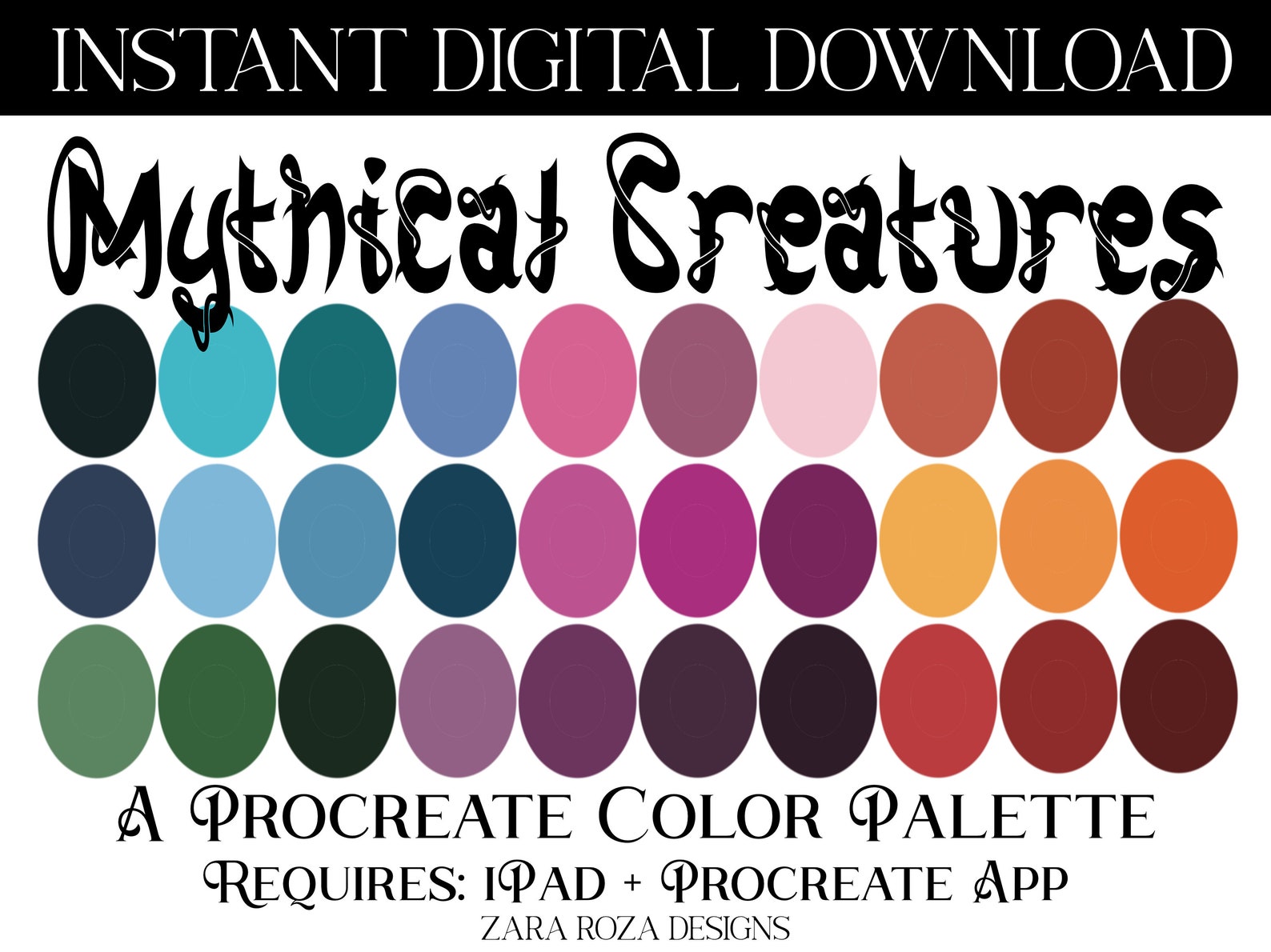 20 Procreate Color Palette Bundle Pack - VOL. 20 Set - Goth Retro ...