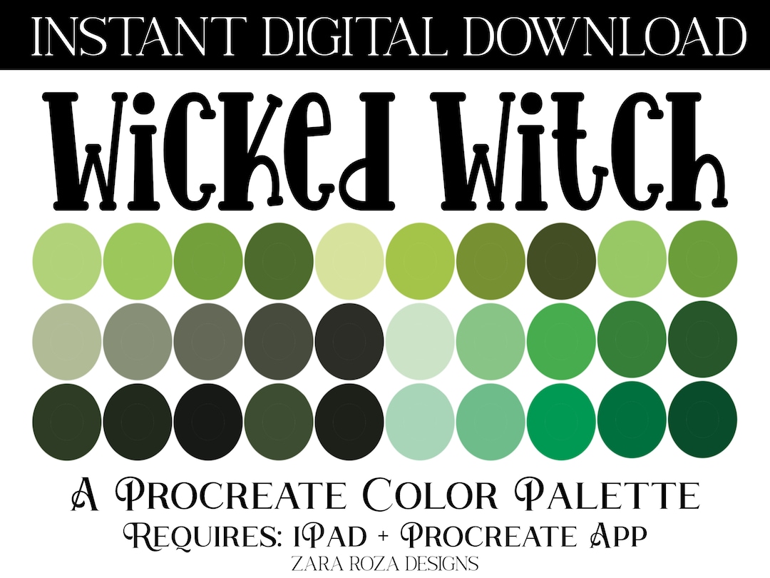 Wicked Witch Procreate Color Palette - 1 .swatch File With 30 Swatches ...