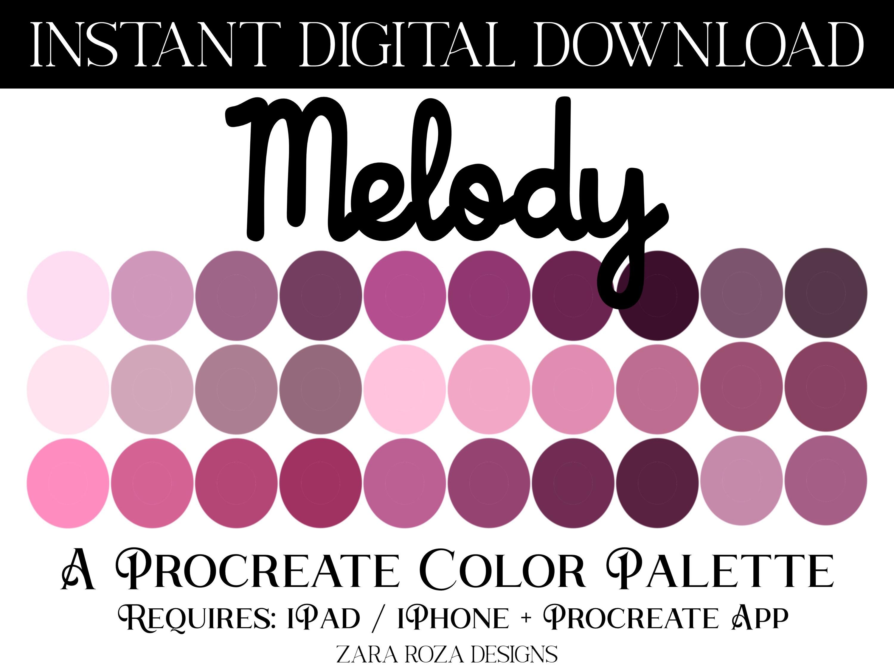 Melody Procreate Color Palette - Purple Pink Brown Vintage Cute Jewel ...