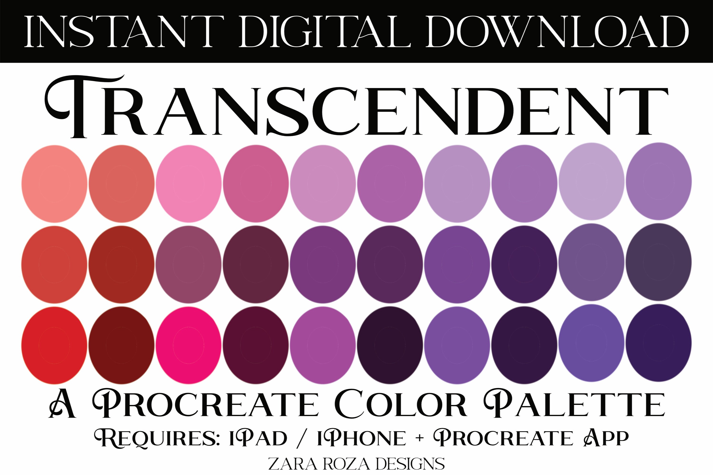 20 Procreate Color Palette Bundle Pack VOL. 28 Set, Digital Art, Goth ...