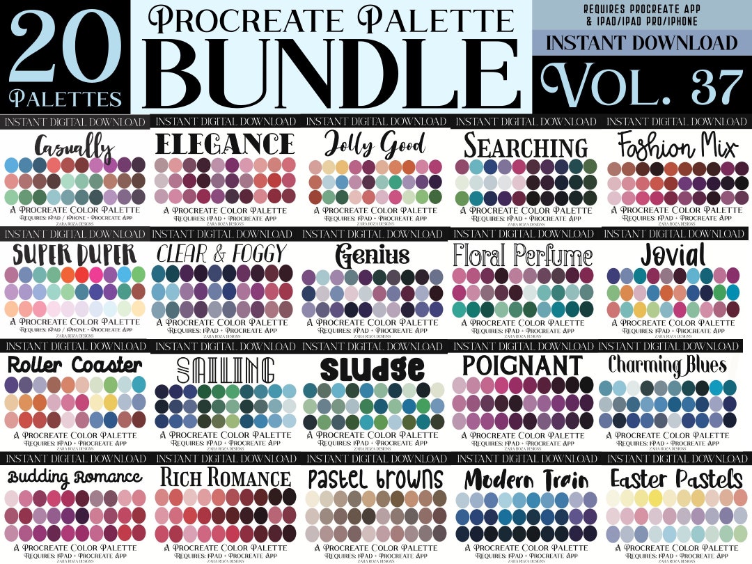 20 Procreate Color Palette Bundle Pack - VOL. 37 Set - Goth Retro ...