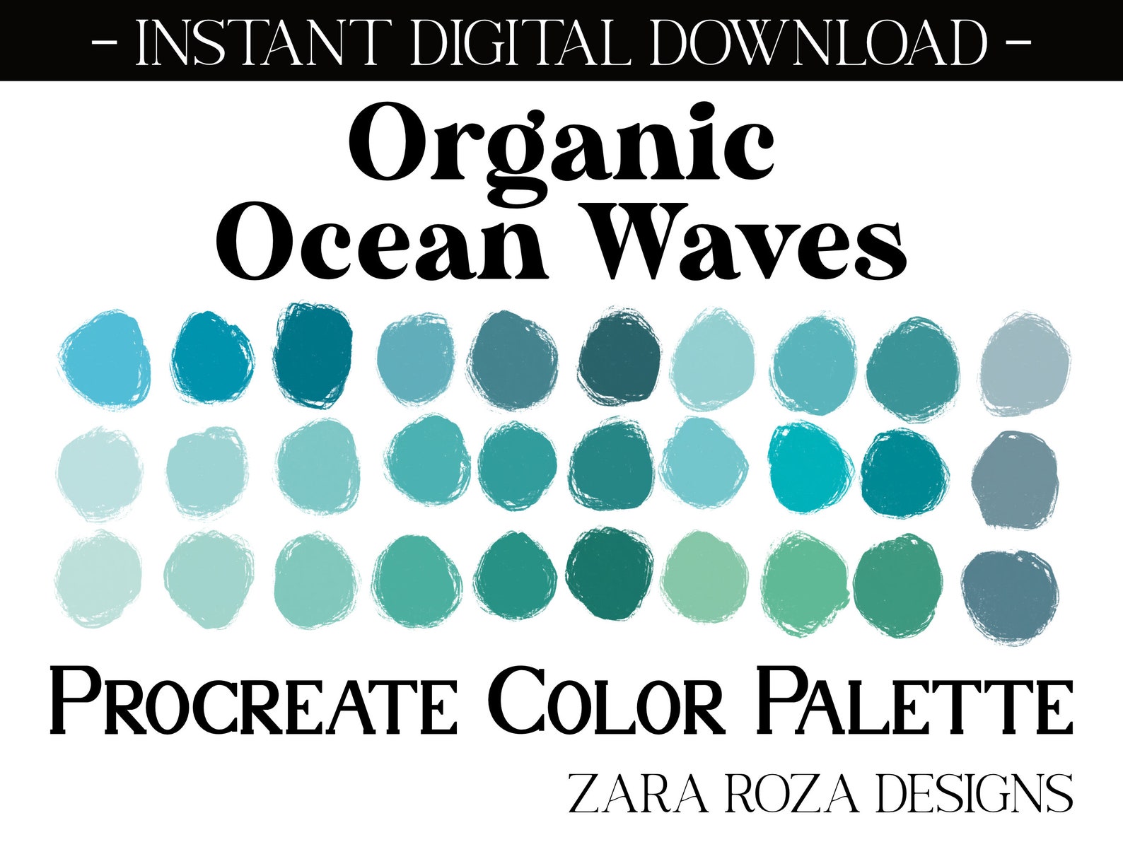 Organic Ocean Waves - Procreate Color Palette: Calm Boho Blue Vacation ...