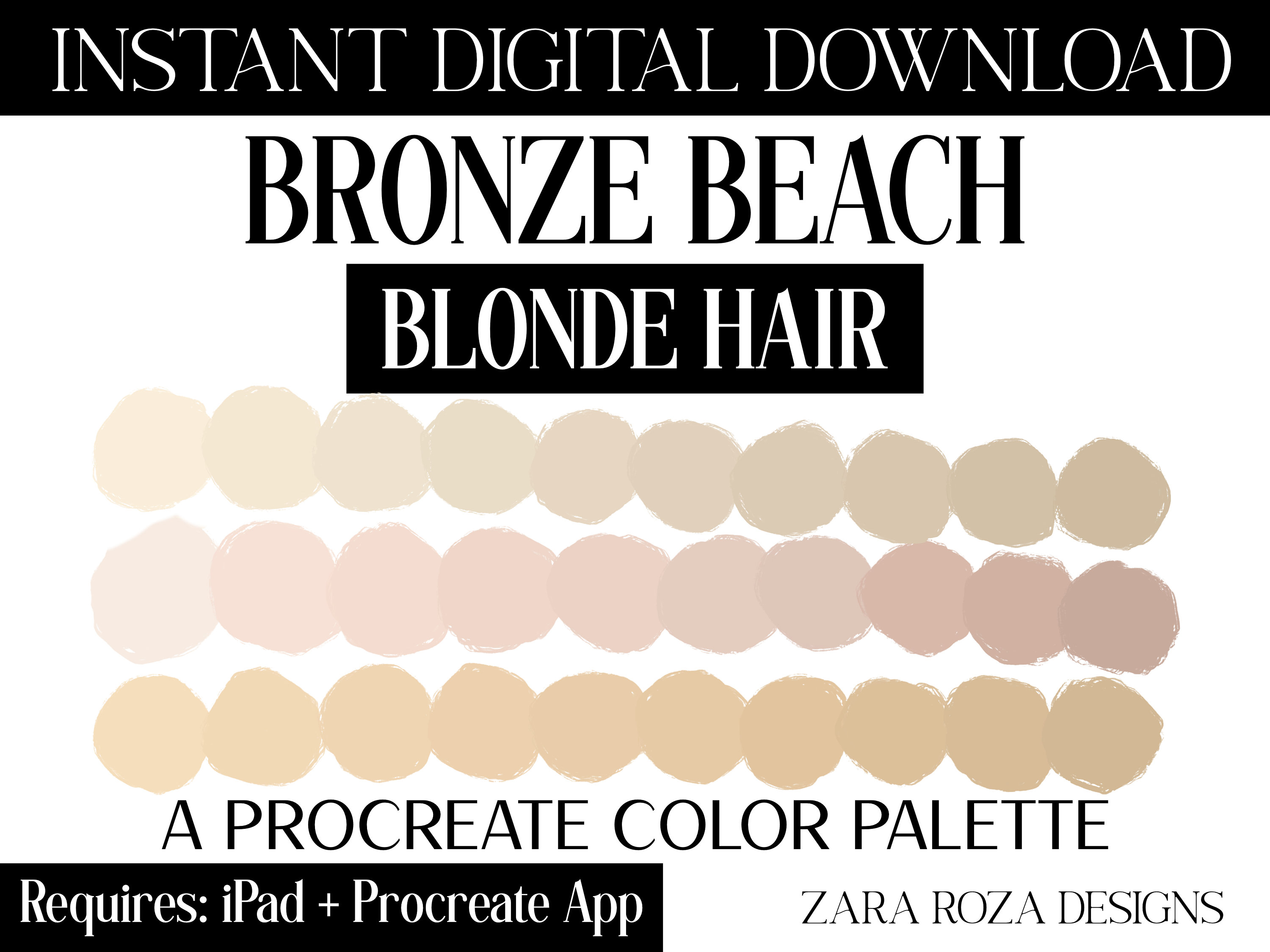 Bronze Beach Blonde Hair Procreate Color Palette: Face | Etsy