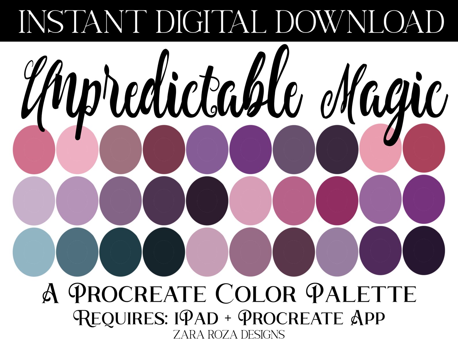 20 Procreate Color Palette Bundle Pack - VOL. 19 Set - Goth Retro ...