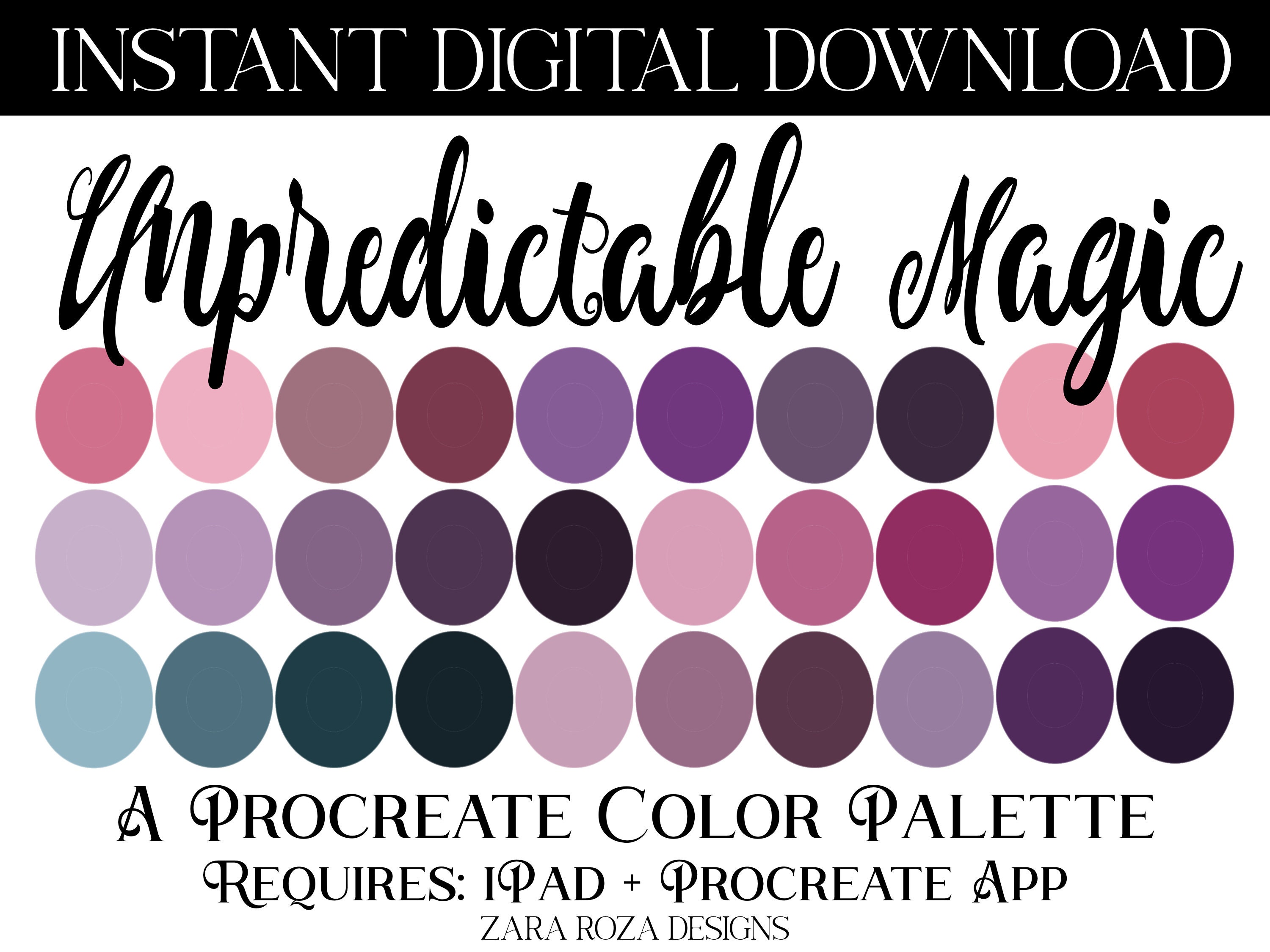 20 Procreate Color Palette Bundle Pack - VOL. 19 Set - Goth Retro Vintage Boho Yellow Orange Red ...