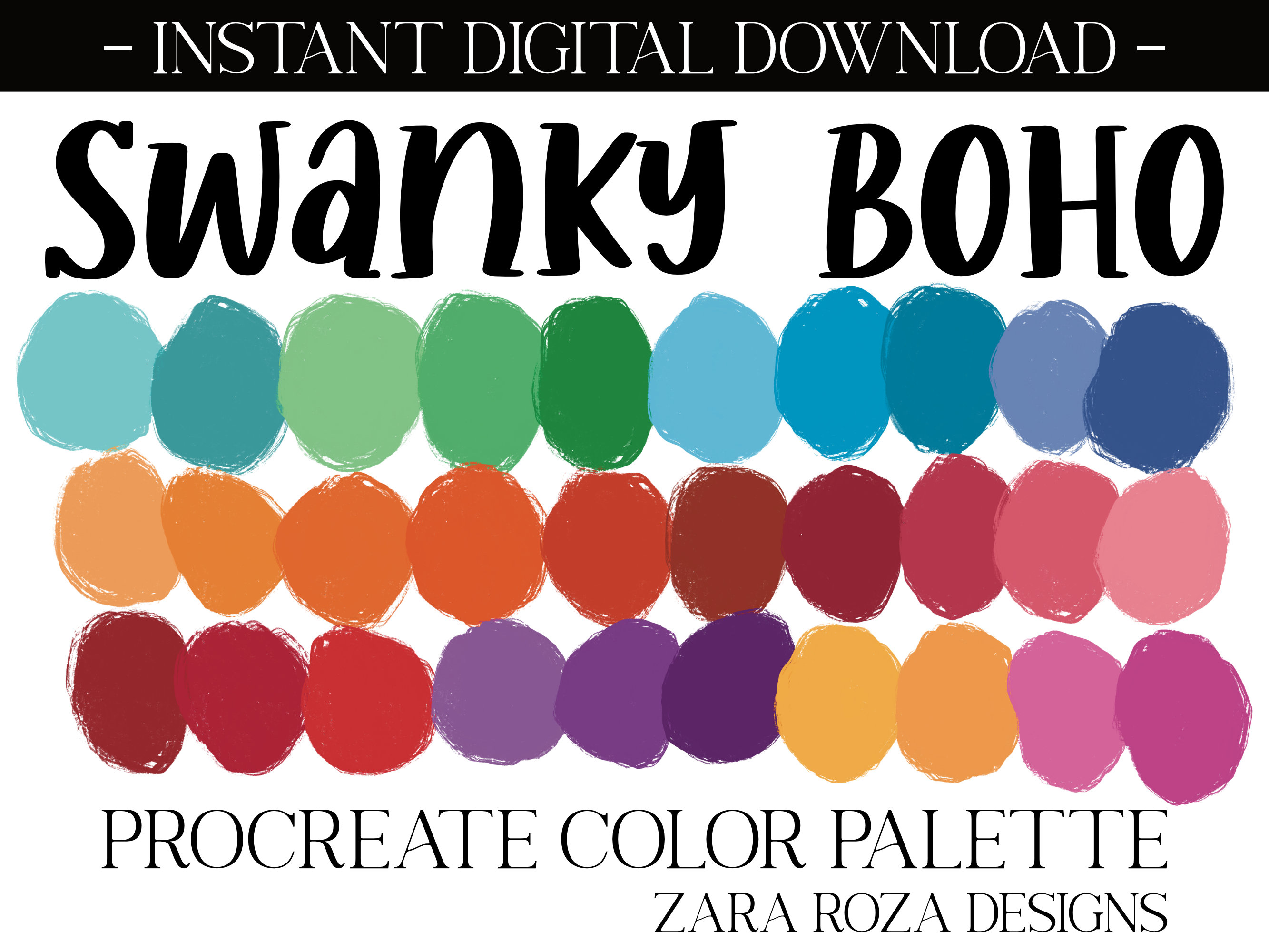 Swanky Boho - Procreate Color Palette: Retro 90s Bohemian Xmas Holiday ...
