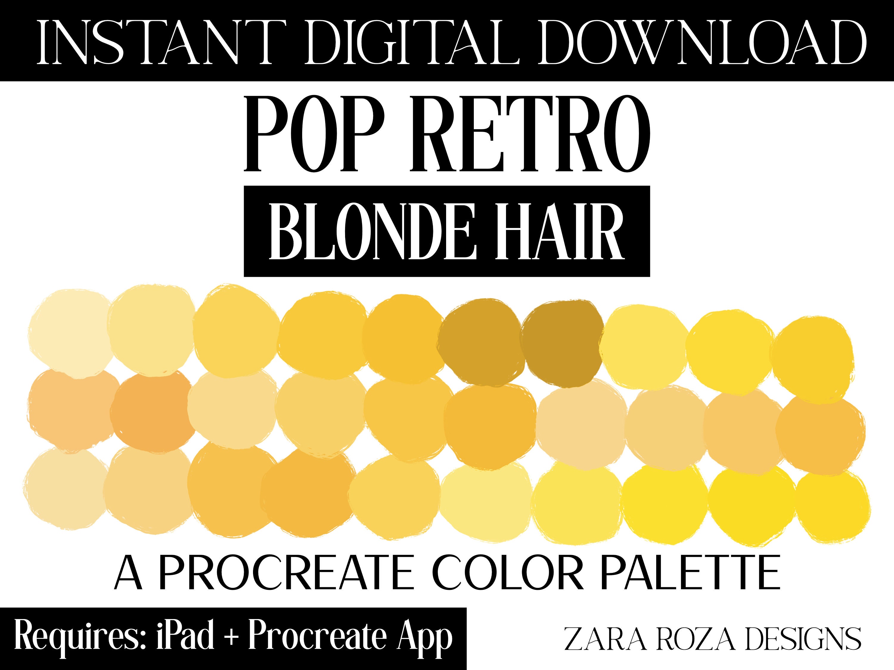 BIG BUNDLE 24 Procreate Hair Color Palette Collection Pack Set: Natural ...