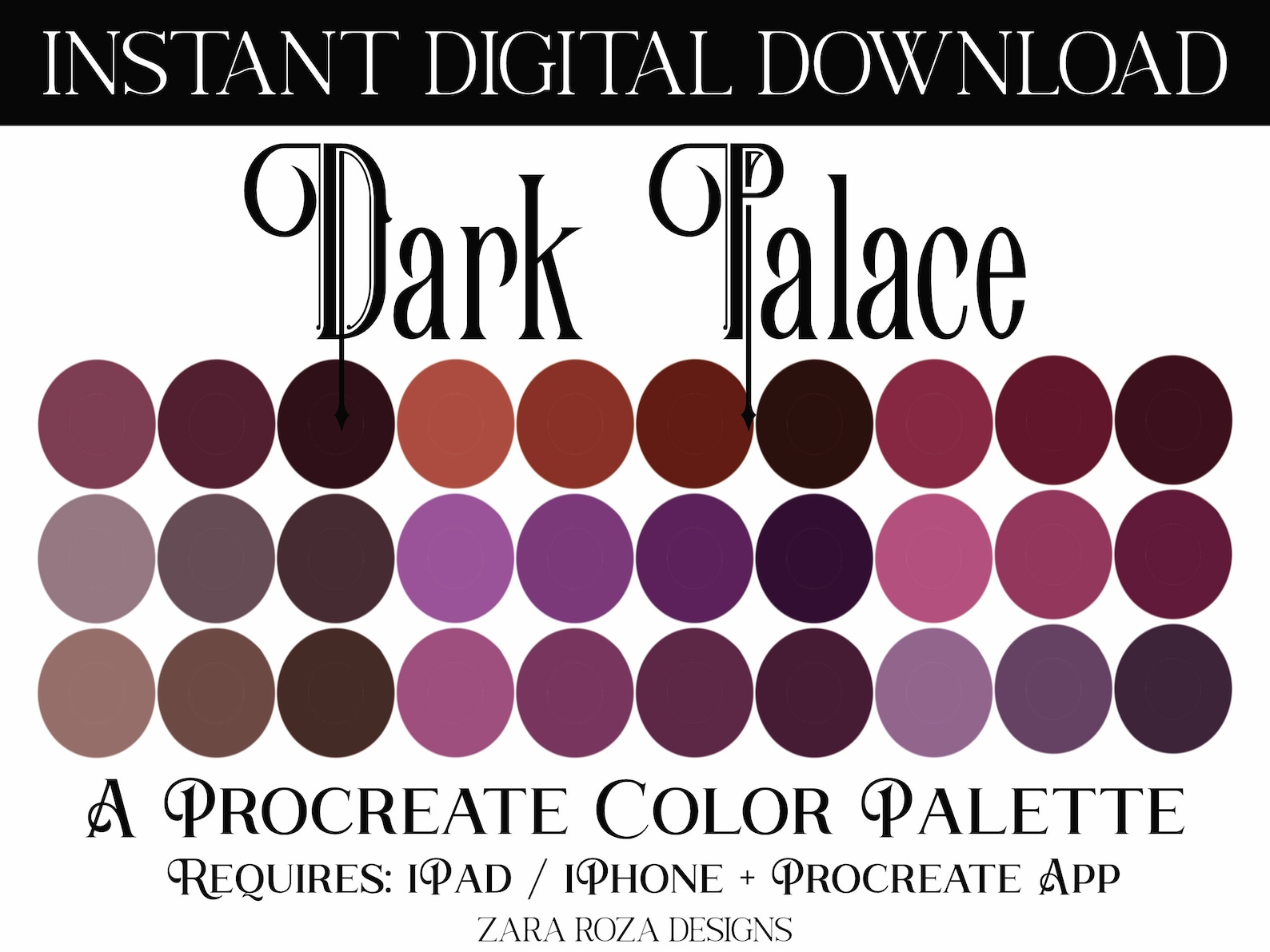 Dark Palace - Procreate Color Palette - DIGITAL DOWNLOAD - Requires ...