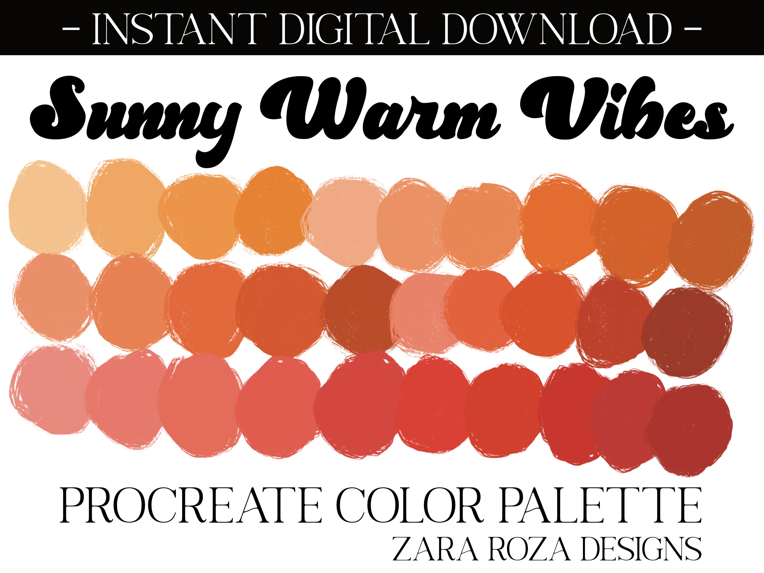 Sunny Warm Vibes - Procreate Color Palette: Orange, Pink, Red Calm Boho ...