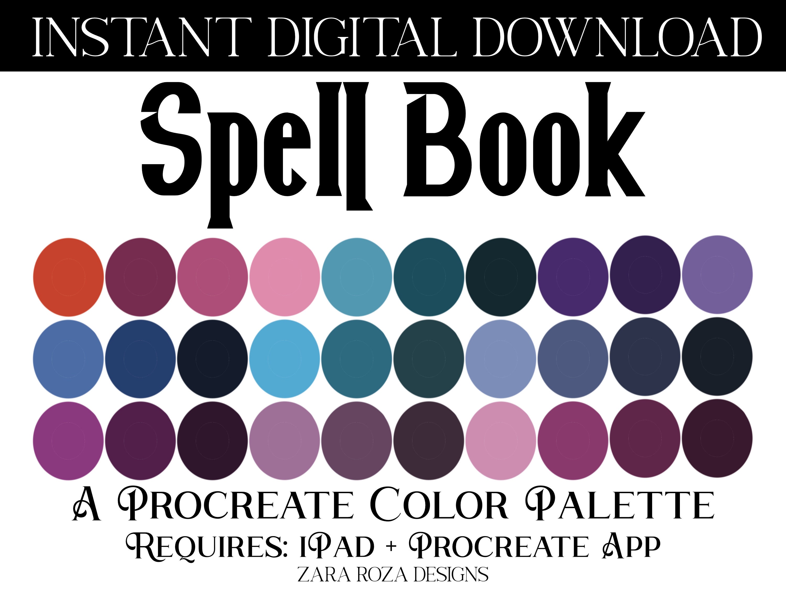 20 Procreate Color Palette Bundle Pack Vol 18 Set Goth Retro Vintage Boho Yellow Orange Red