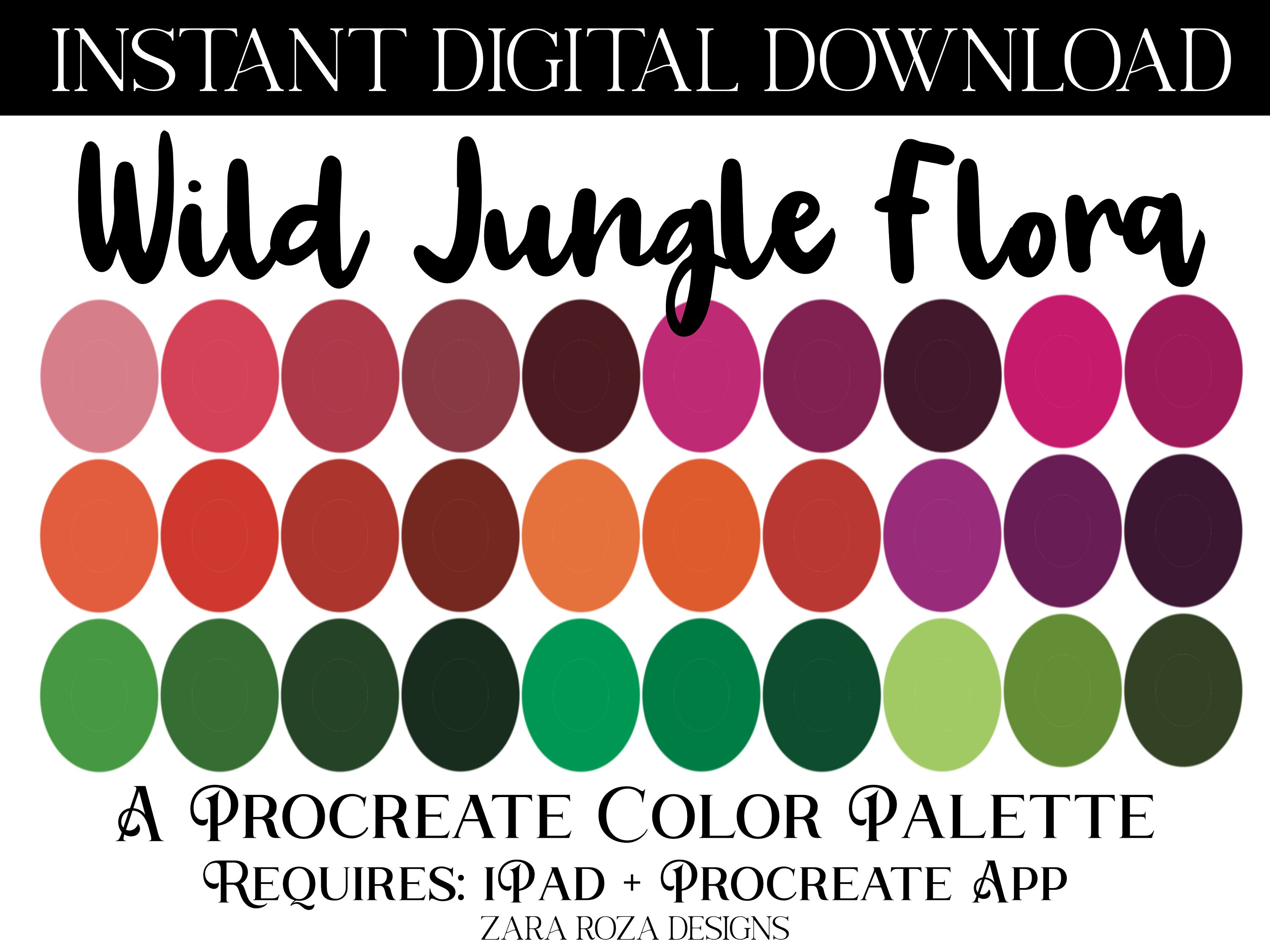 20 Procreate Color Palette Bundle Pack Vol 16 Set Goth Retro Vintage Boho Yellow Orange Red