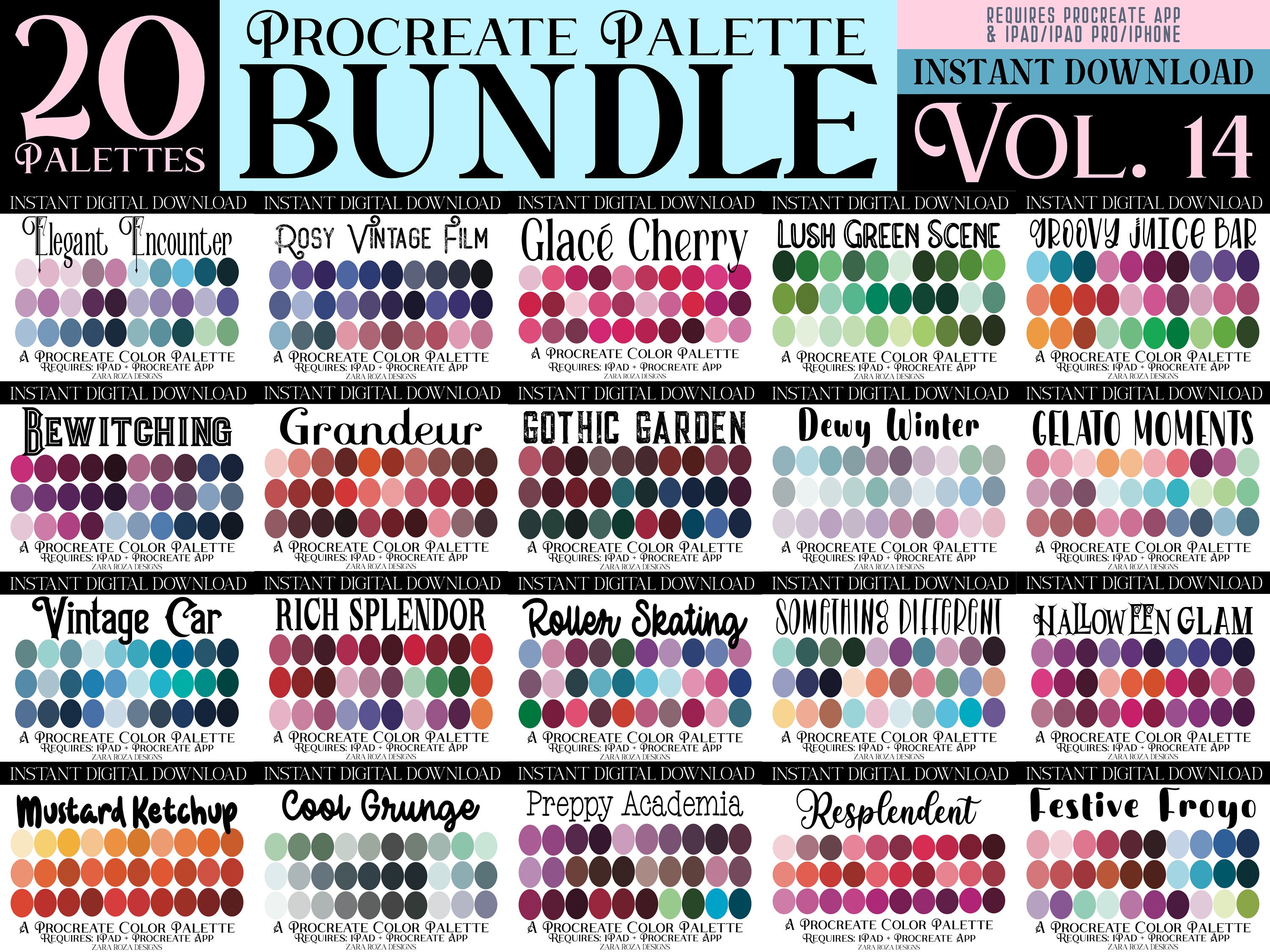 20 Procreate Color Palette Bundle Pack VOL. 14 Set Goth - Etsy Australia