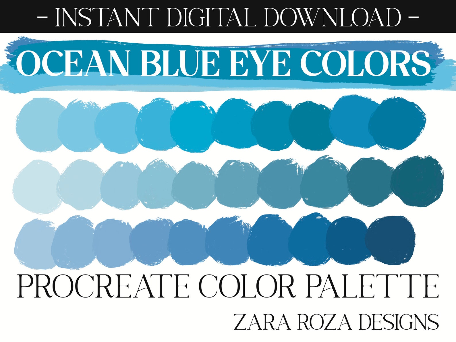 Ocean Blue Eye Colors Procreate Color Palette: Face Portrait Art Warm ...