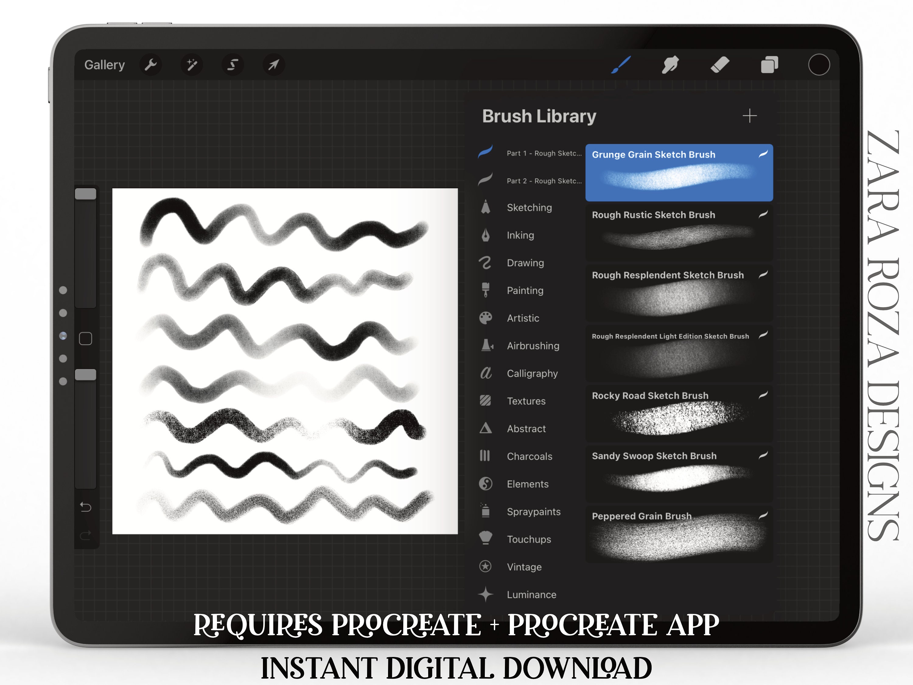 Procreate Rough Sketch Brush Set - 21 Sketching Brushes, Bundle Pack ...