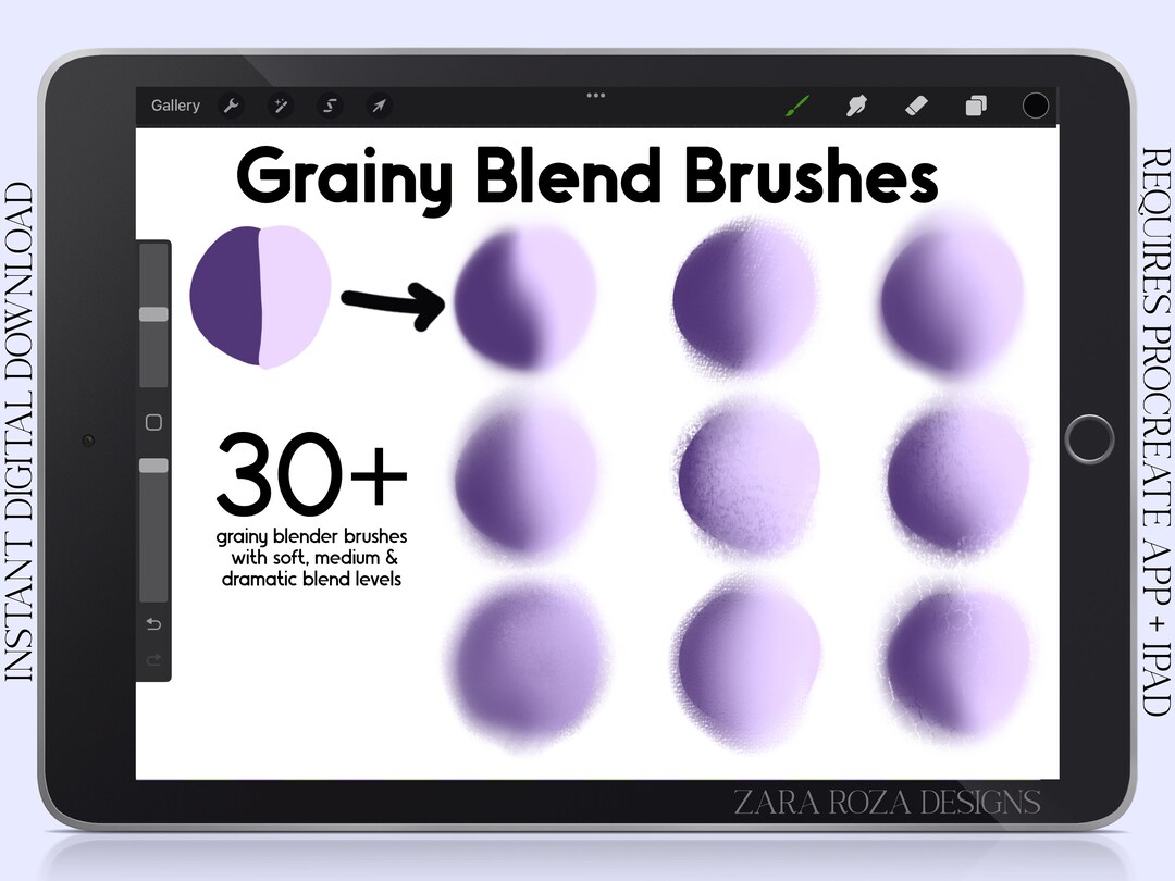 Grainy Blending Brush Set - Procreate Grain Texture Smudge Brushes for ...