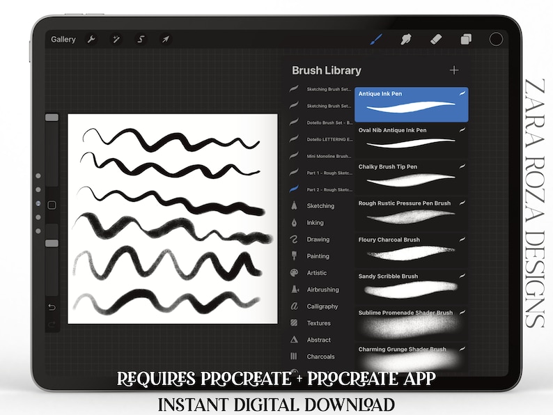 Procreate Rough Sketch Brush Set - 21 Sketching Brushes, Bundle Pack ...