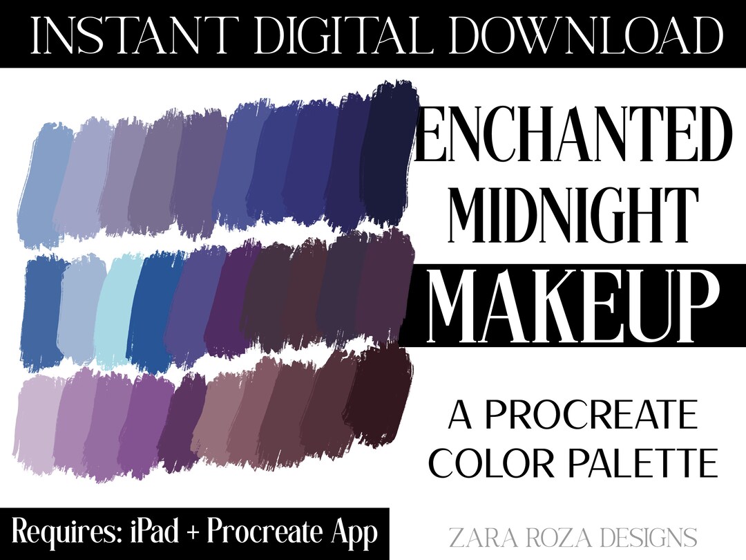 Enchanted Midnight Makeup - Procreate Color Palette Gothic Dark Blue ...