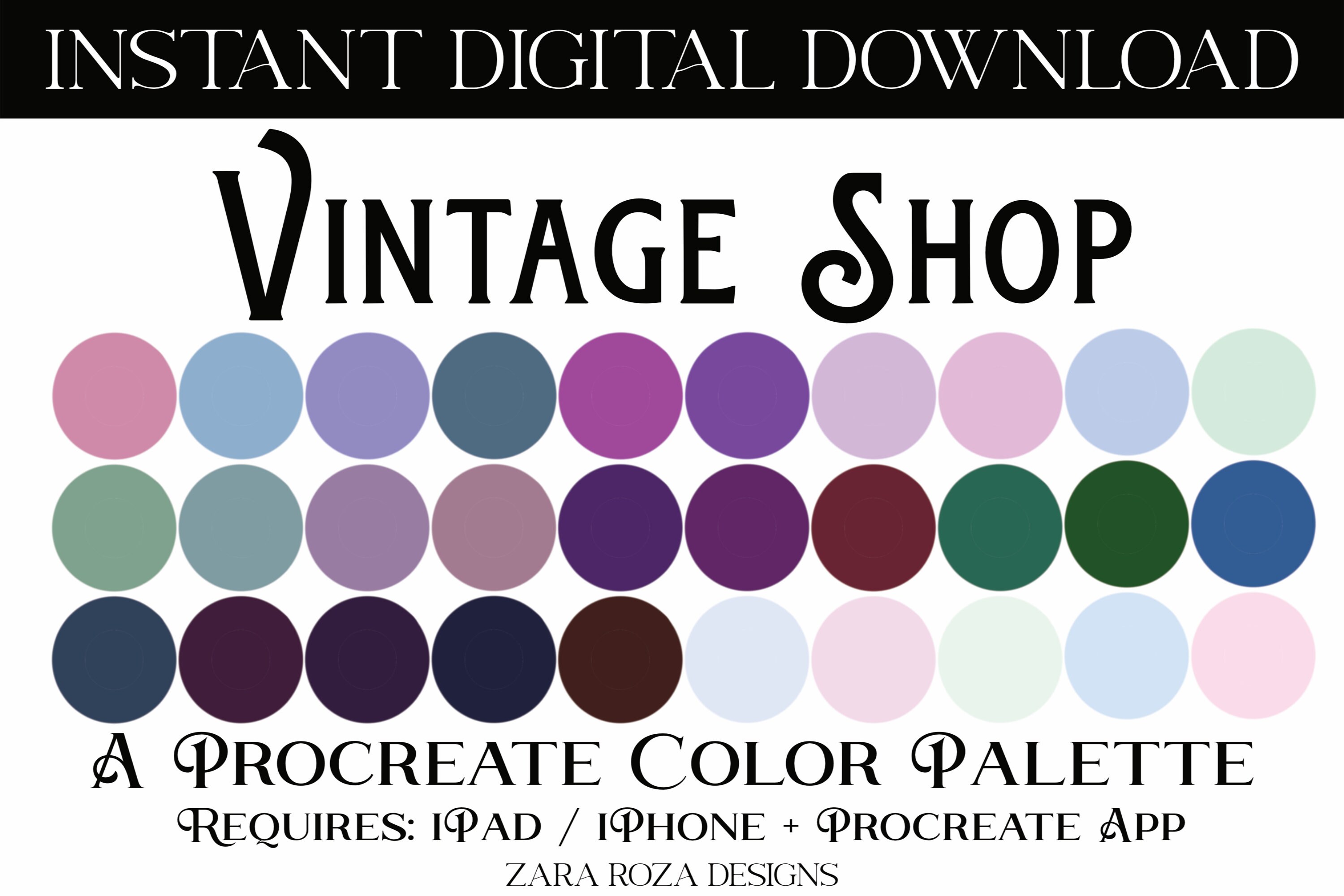 20 Procreate Color Palette Bundle Pack VOL. 29 Set Retro Vintage ...