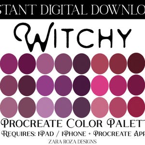 Witchy Procreate Color Palette - A Pink Purple Brown Witch Halloween ...