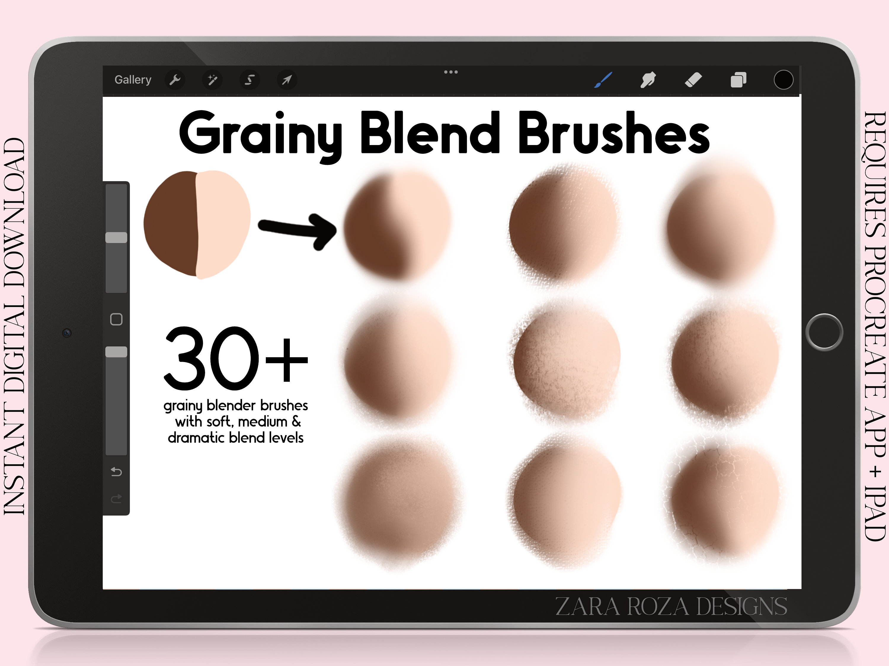Grainy Blending Brush Set - Procreate Grain Texture Smudge Brushes for ...