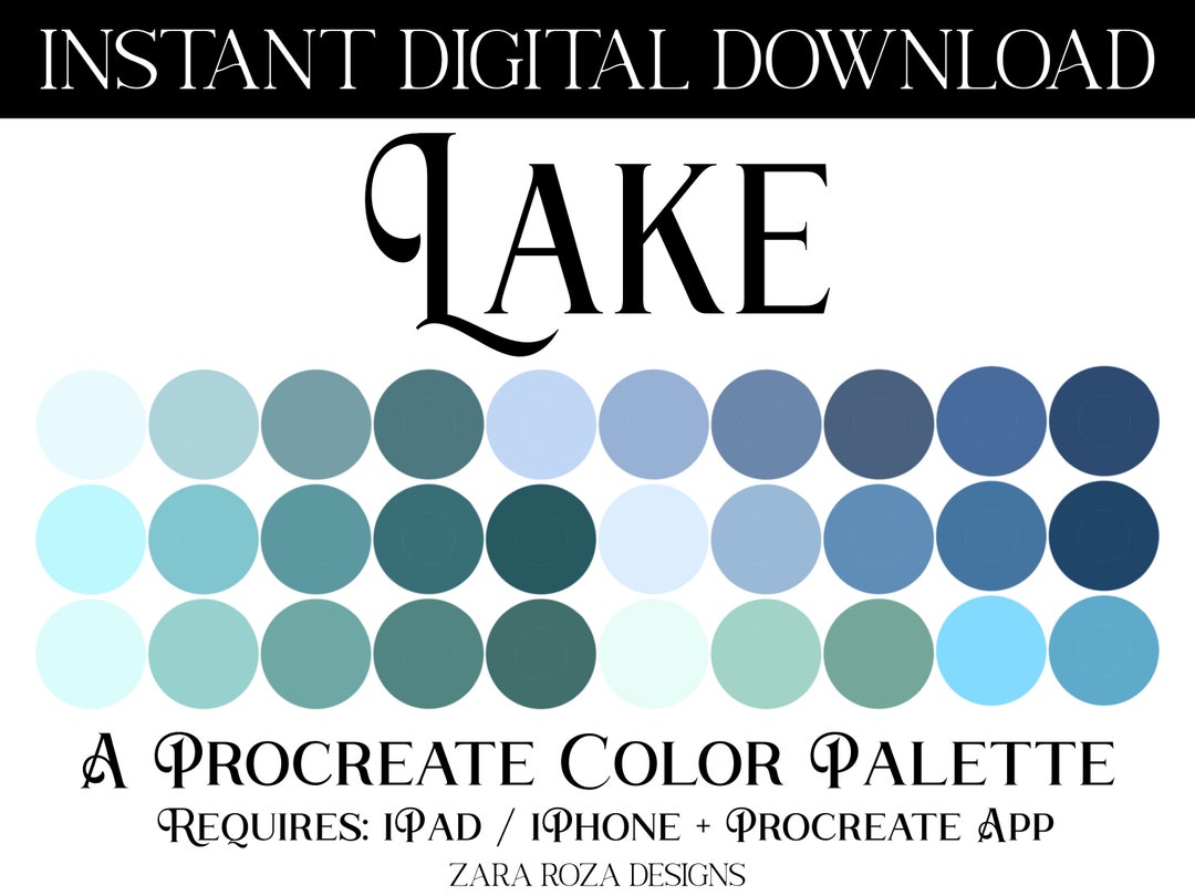 Lake Procreate Color Palette - 1 .swatch File With 30 Swatches - INSTANT DIGITAL DOWNLOAD ...