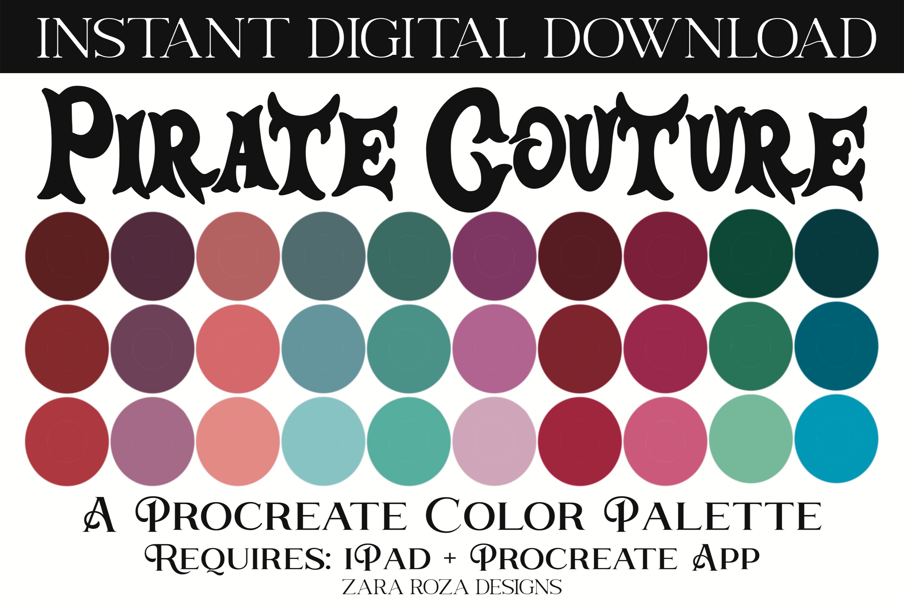 Pirate Couture - Procreate Color Palette: Dark Academia Retro Gradient ...