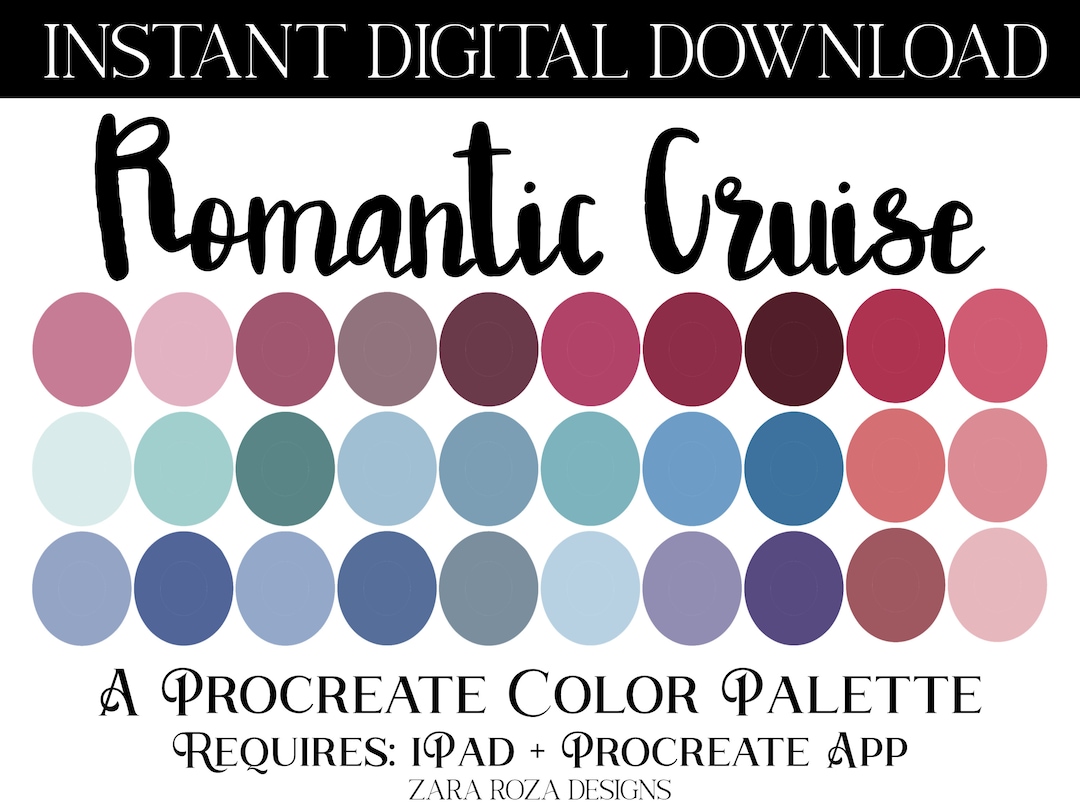 Romantic Cruise Procreate Color Palette - 30 Valentine’s Day Swatches ...
