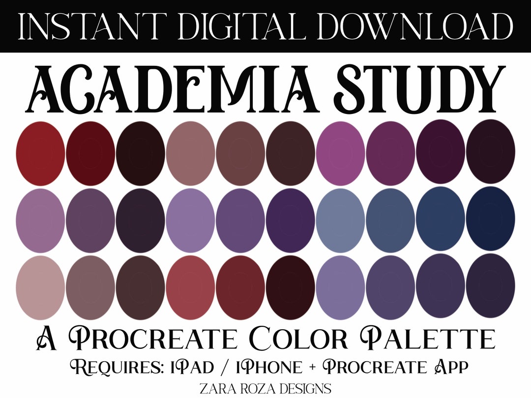 Academia Study - Procreate Color Palette - DIGITAL DOWNLOAD - Requires ...