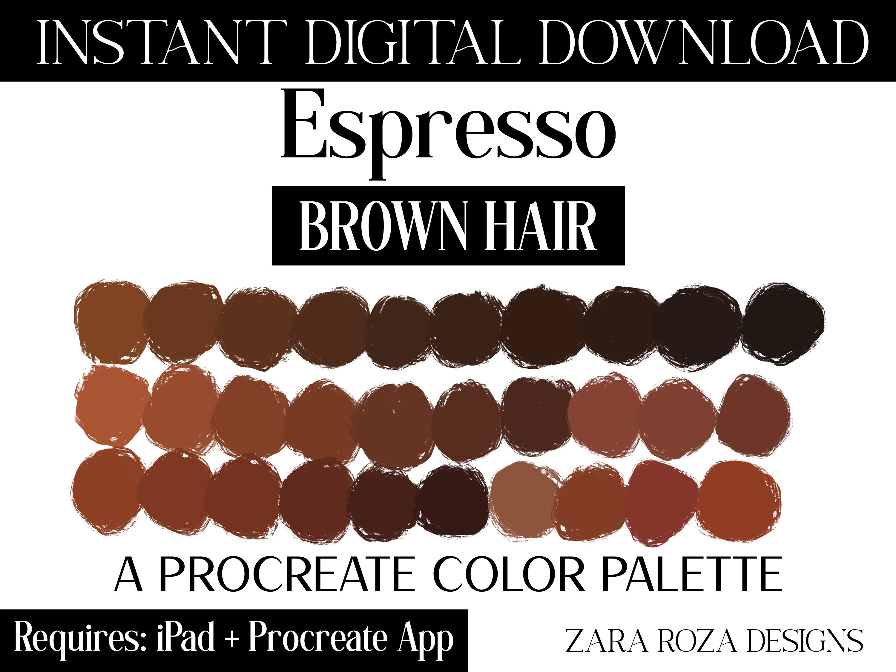 BIG BUNDLE 24 Procreate Hair Color Palette Collection Pack Set: Natural ...