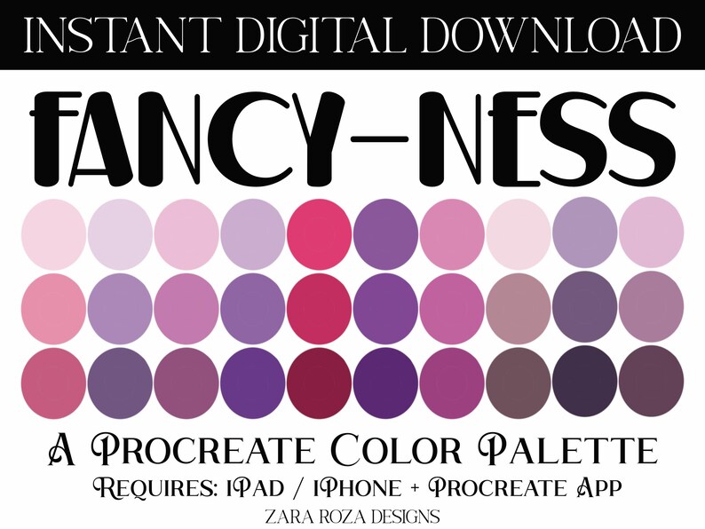 Fancy-ness Procreate Color Palette - Pink Purple Brown Retro Vintage ...