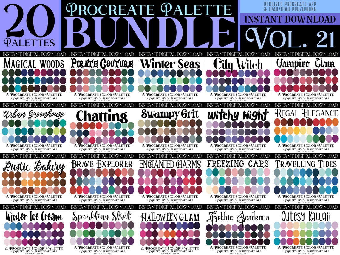 20 Procreate Color Palette Bundle Pack VOL. 21 Set Goth - Etsy Australia