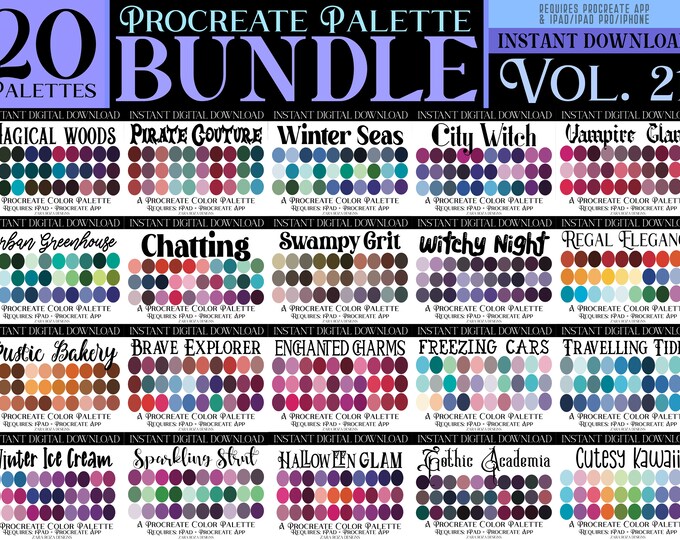 20 Procreate Color Palette Bundle Pack - VOL. 4 Set - Retro Vintage ...
