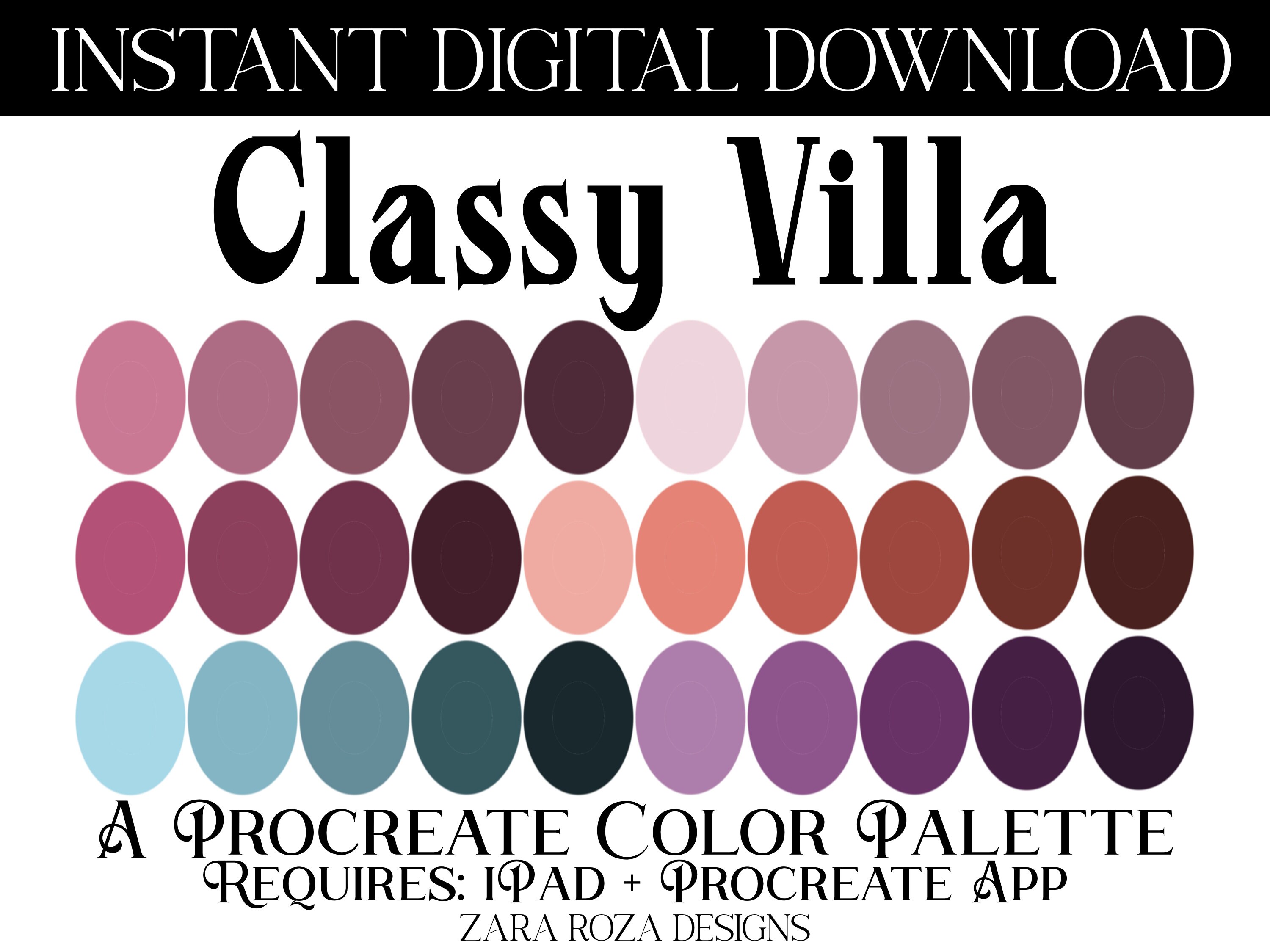 20 Procreate Color Palette Bundle Pack VOL. 13 Set Goth Retro Vintage ...