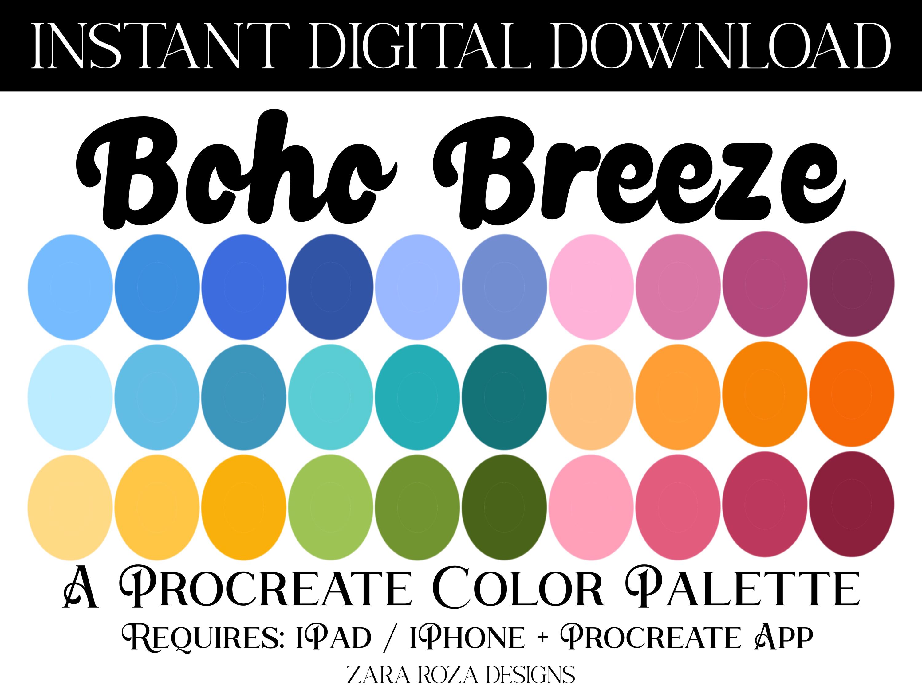 Boho Breeze - Procreate Color Palette - Pastel Gradient Blue Green ...