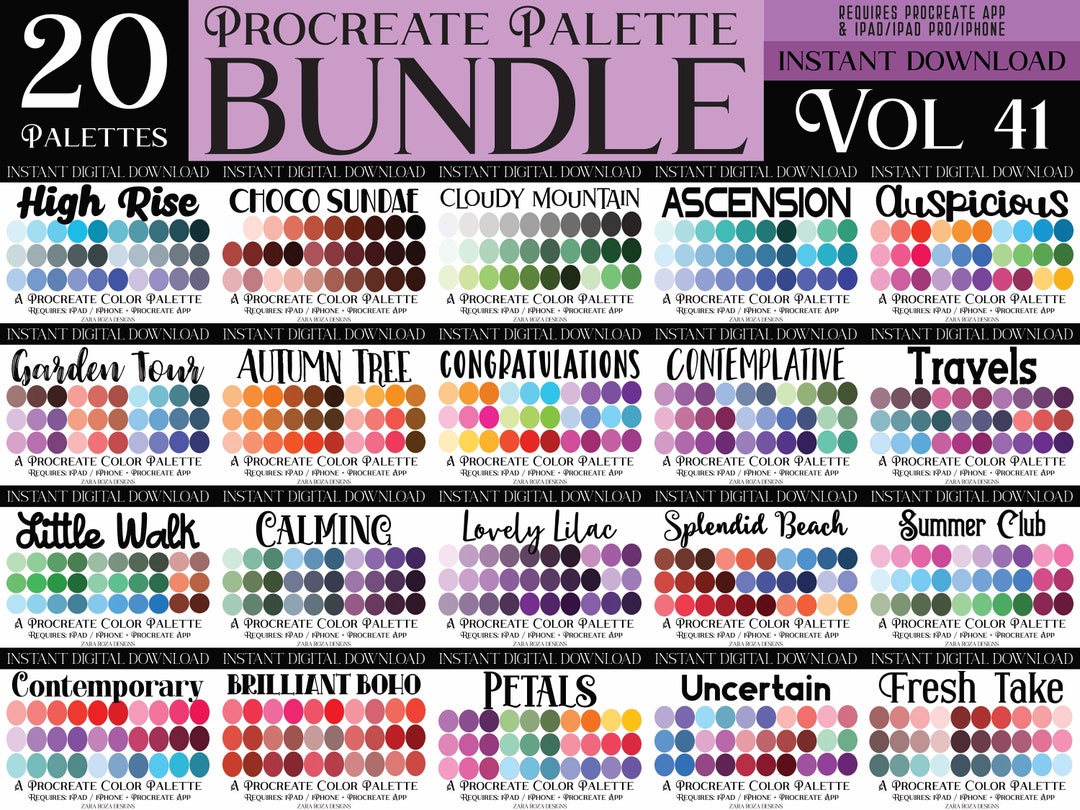 20 Procreate Color Palette Bundle Pack - VOL. 41 Set - Goth Retro ...
