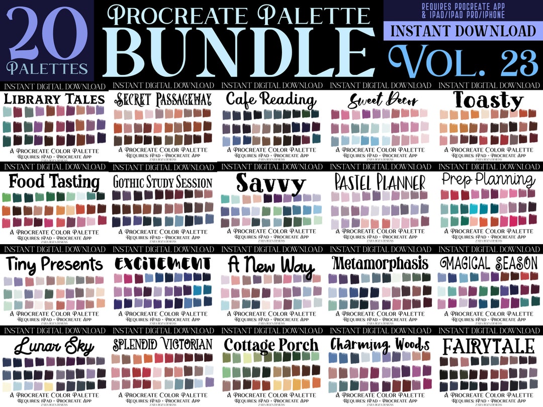 20 Procreate Color Palette Bundle Pack - VOL. 23 Set - Retro Vintage ...