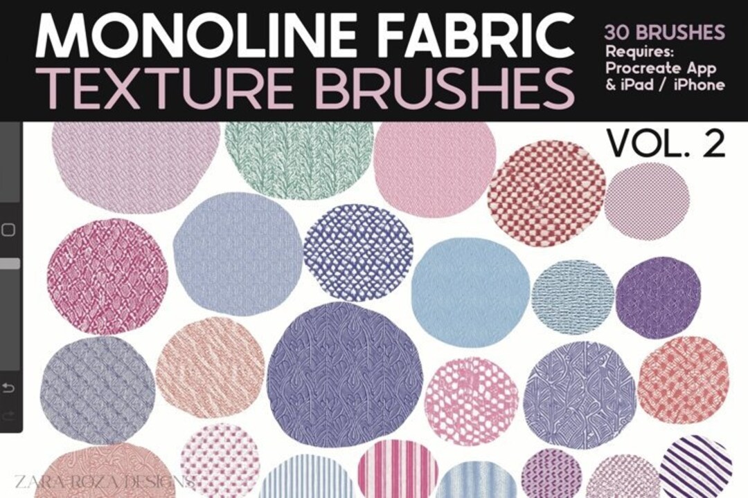 Procreate Fabric Monoline Texture Brush Pack - Vol. 2, 30 Brushes ...