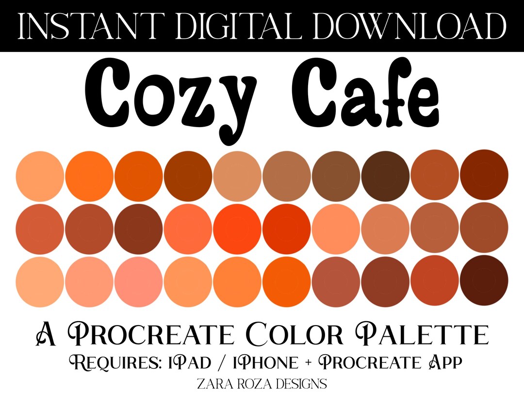 Cozy Cafe Procreate Color Palette - Orange Brown Retro Vintage ...