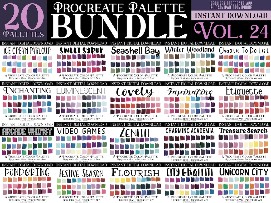 20 Procreate Color Palette Bundle Pack VOL. 24 Set Retro - Etsy