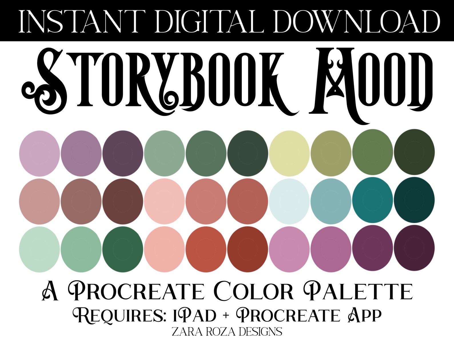 20 Procreate Color Palette Bundle Pack VOL. 12 Set: 20 Palettes With ...