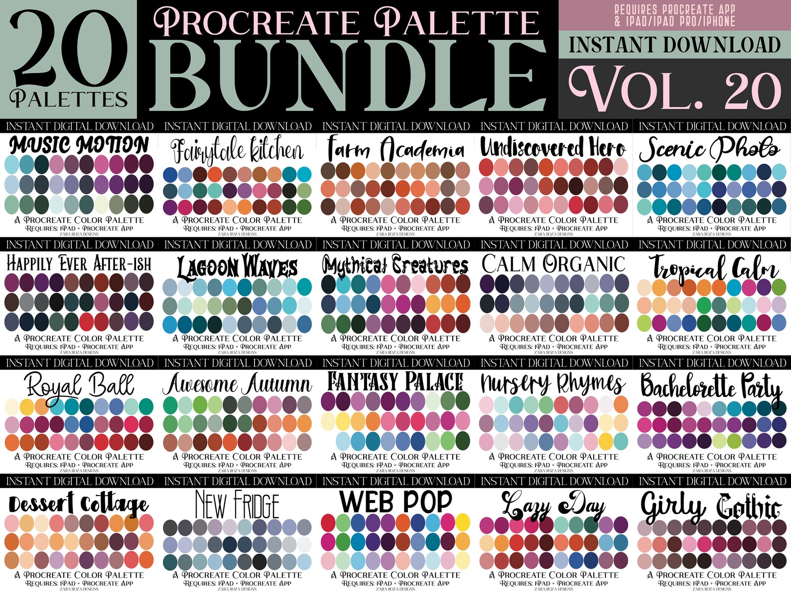 20 Procreate Color Palette Bundle Pack VOL. 20 Set Goth - Etsy