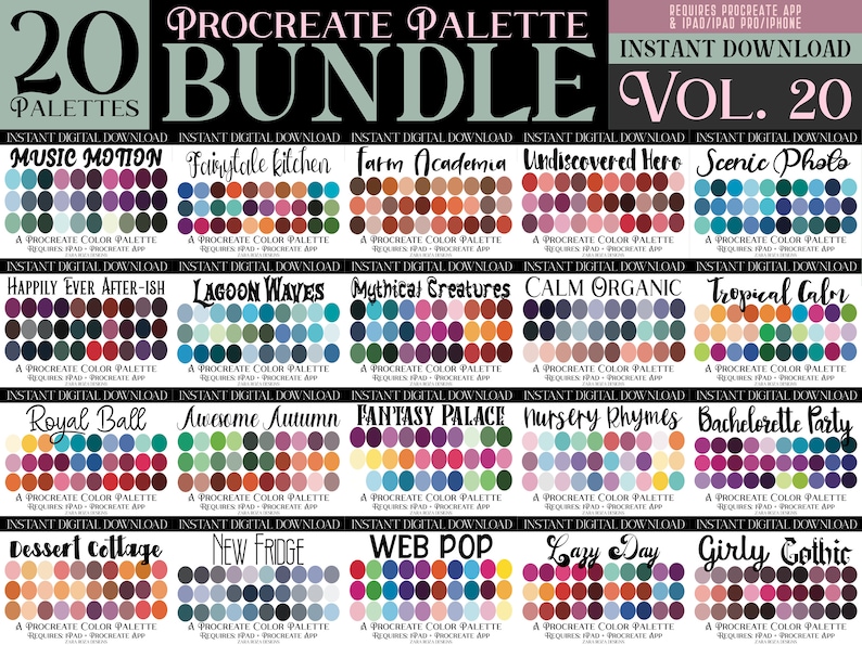 20 Procreate Color Palette Bundle Pack VOL. 20 Set Goth - Etsy