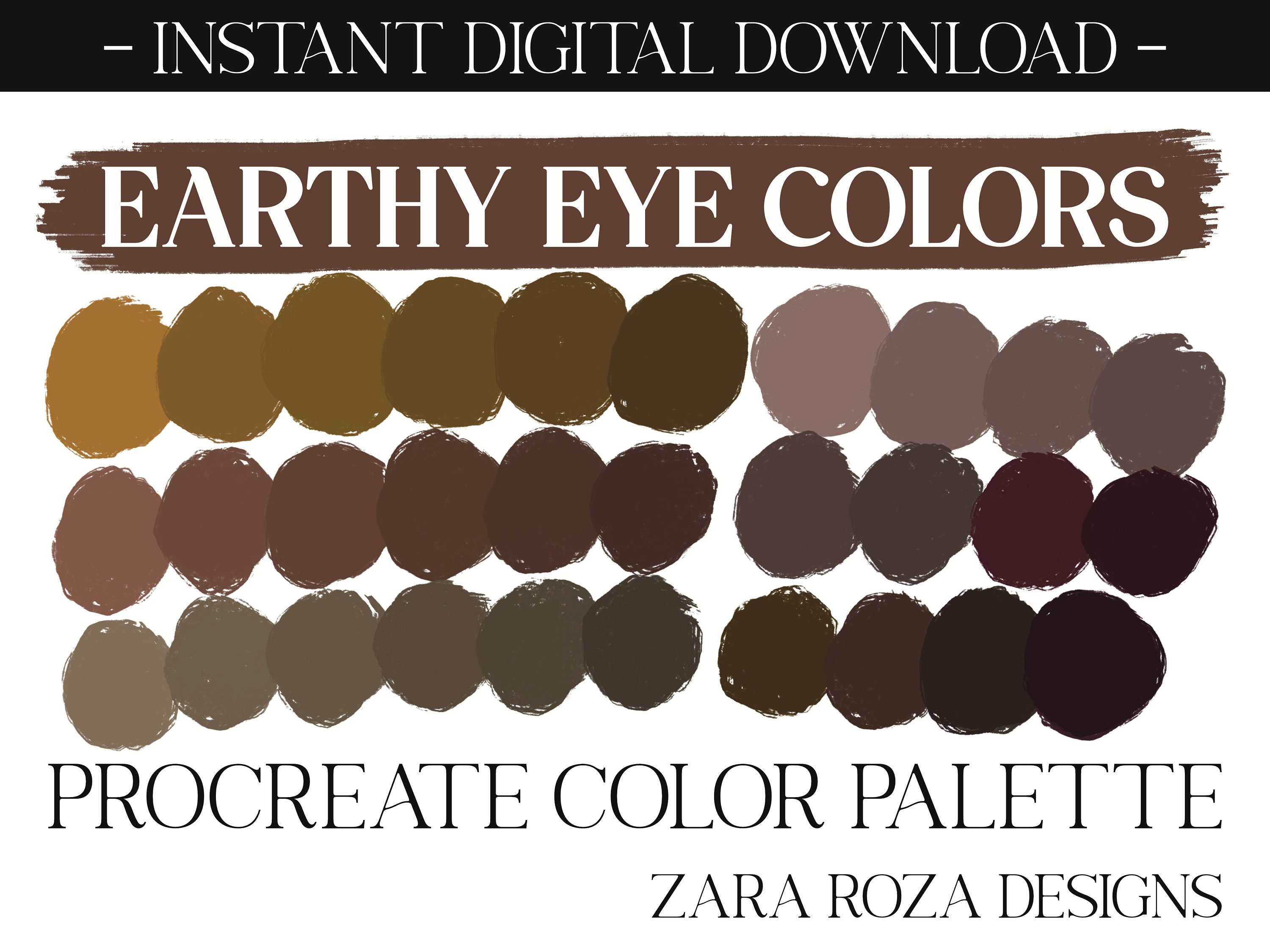 Earthy Eye Colors Procreate Color Palette: Face Portrait Art Warm ...