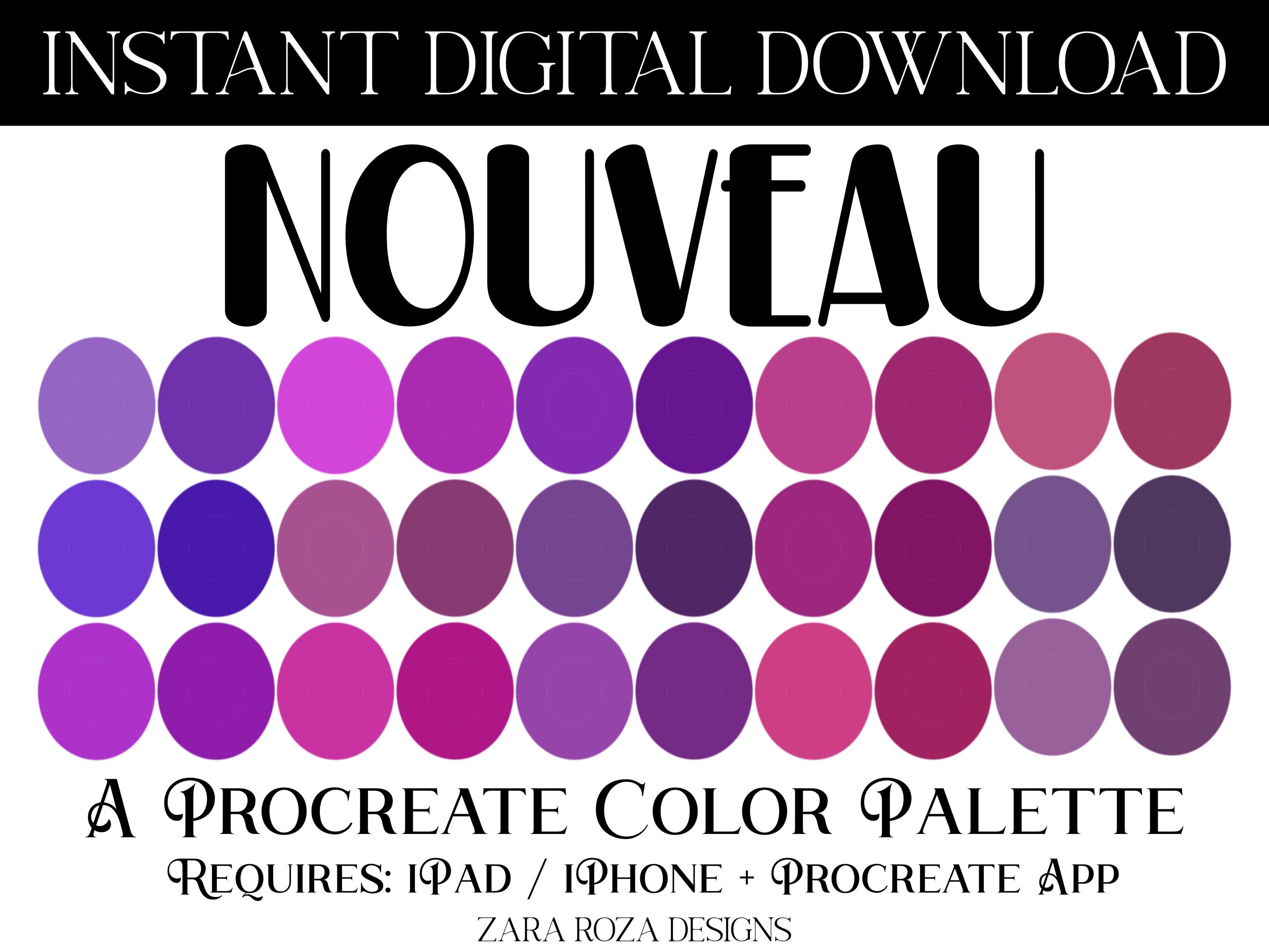Nouveau Procreate Color Palette Purple Pink Retro Vintage Jewel Makeup ...