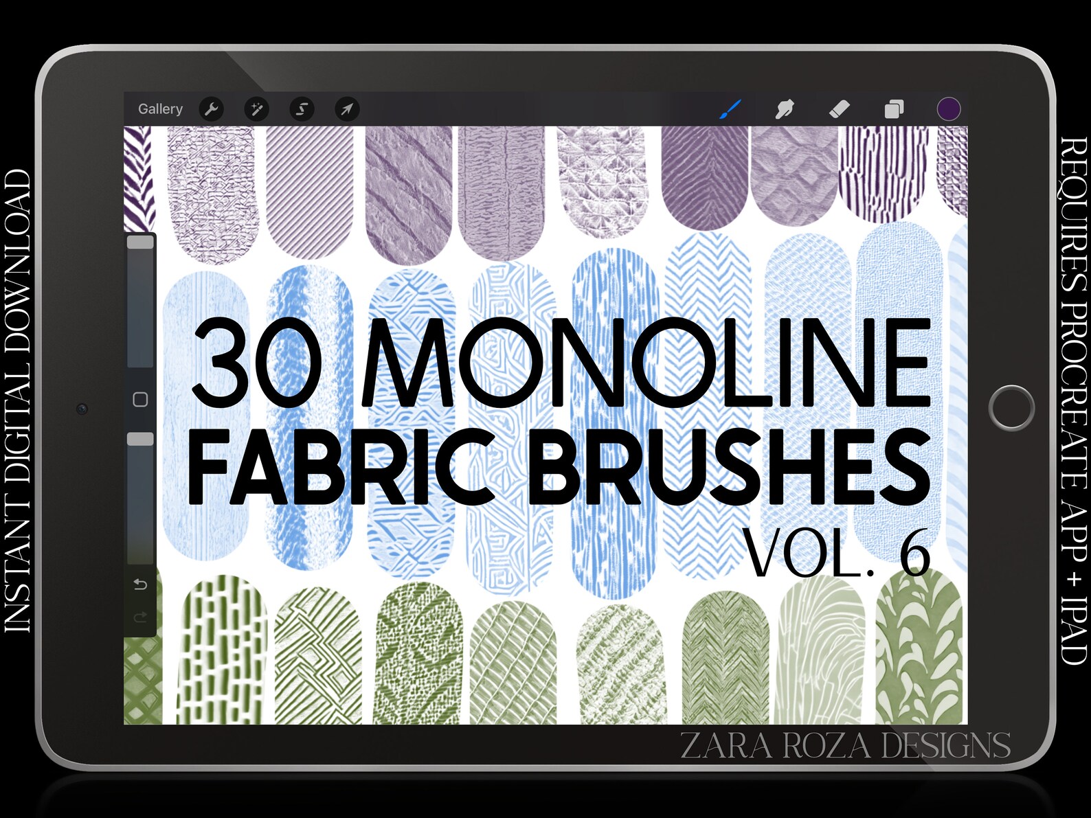 Procreate Fabric Monoline Texture Brush Pack - Vol. 6, 30 Brushes ...