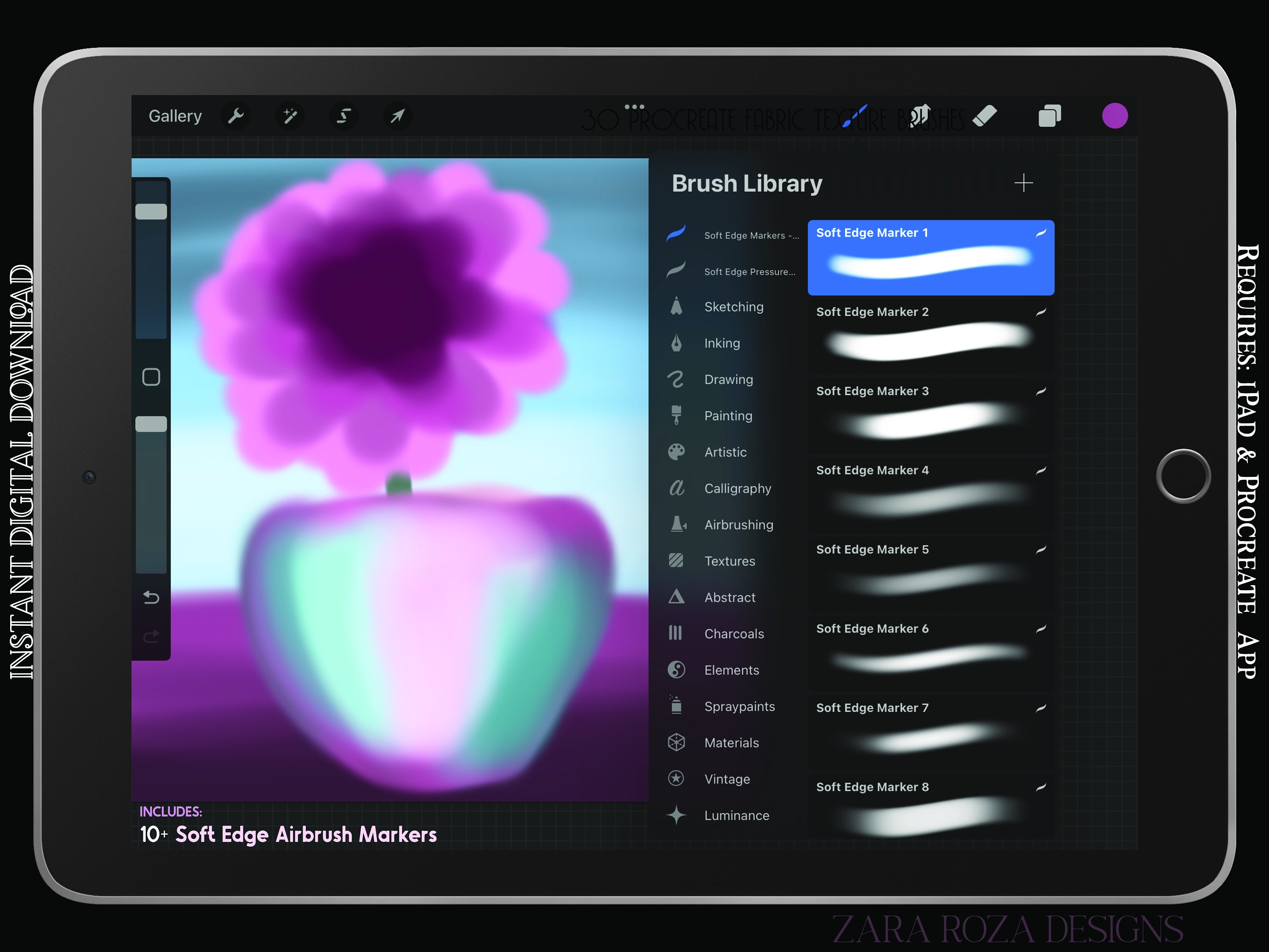 Procreate Airbrush Soft Edge Marker Brushes for iPad Digital Art ...