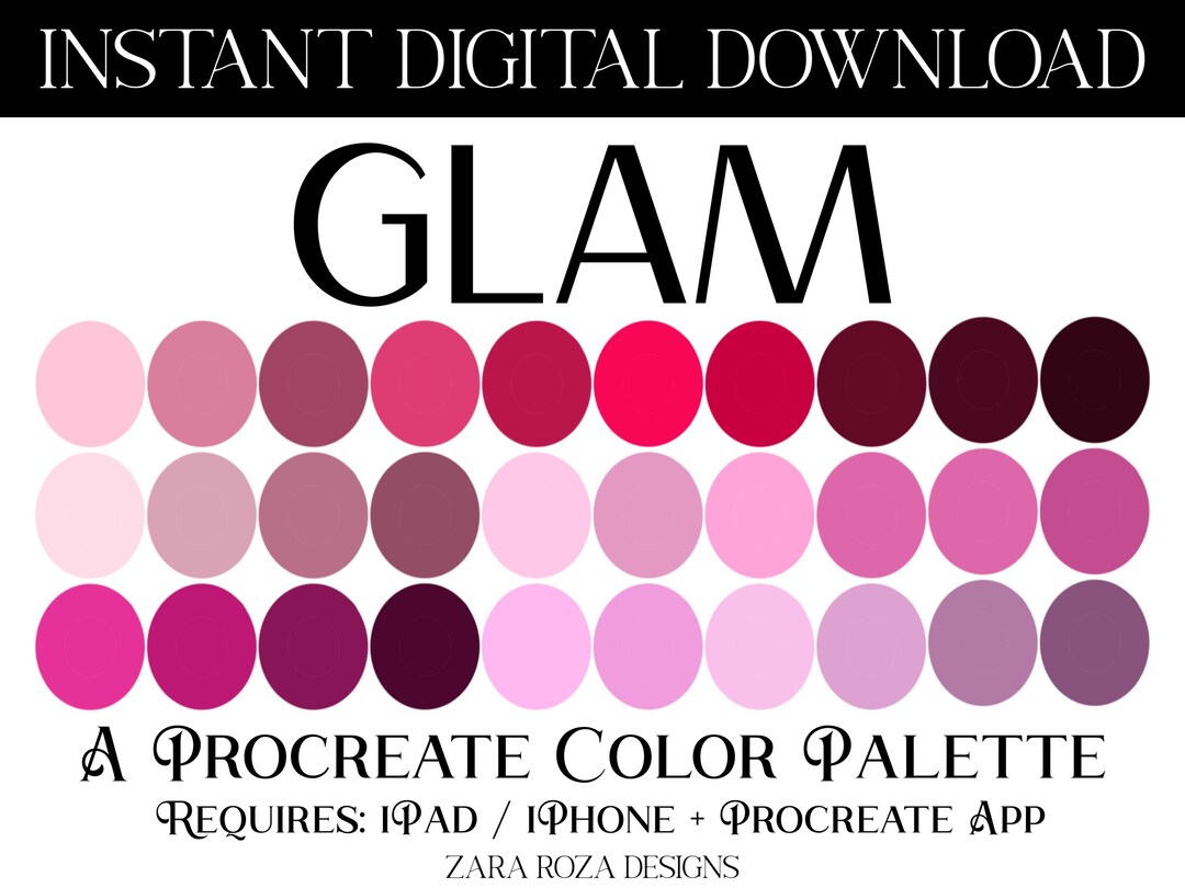 Glam Procreate Color Palette - Purple Pink Beige Brown Cute Portrait ...