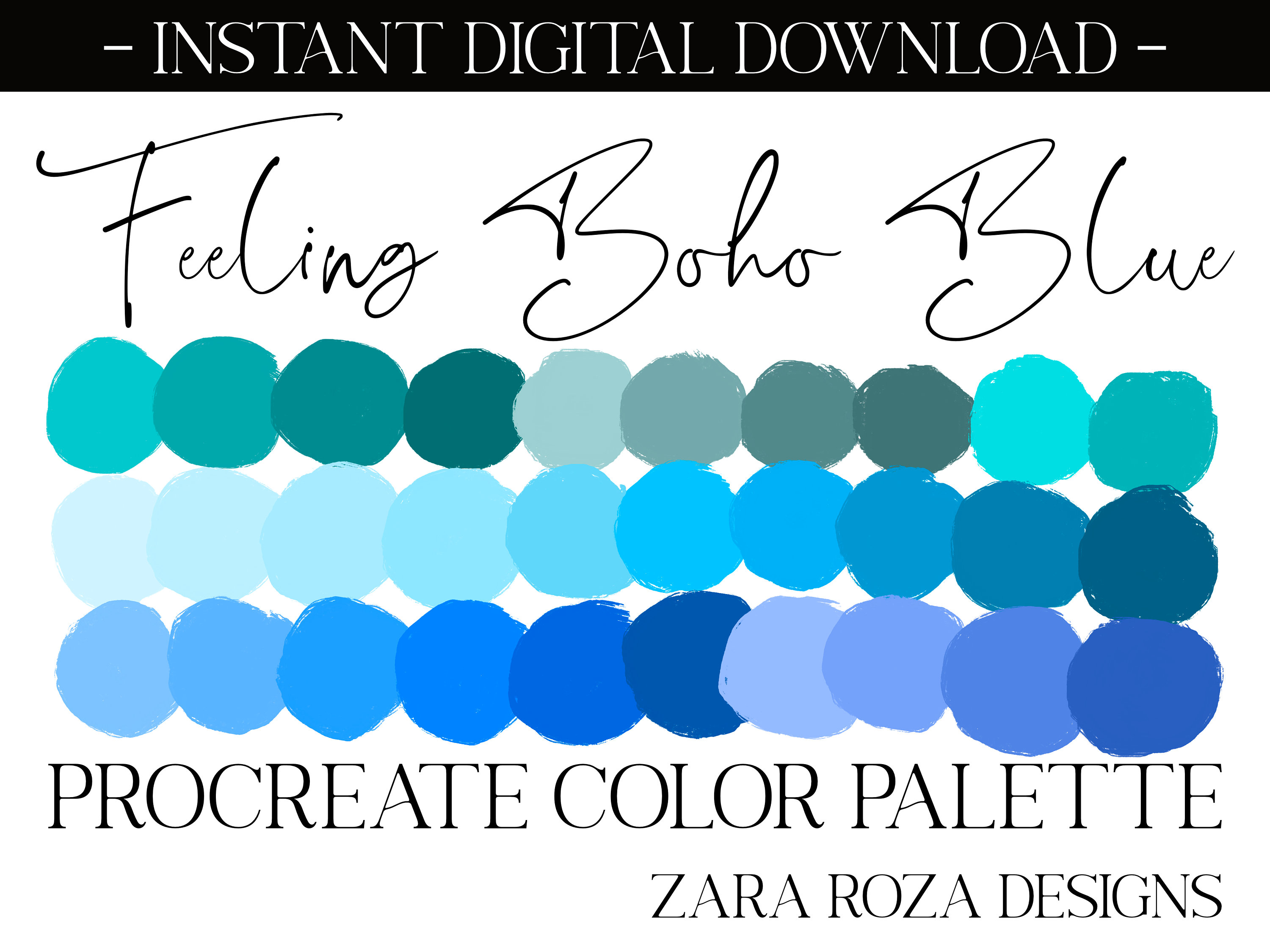 Feeling Boho Blue - Procreate App Color Palette: Calm Aqua Teal ...