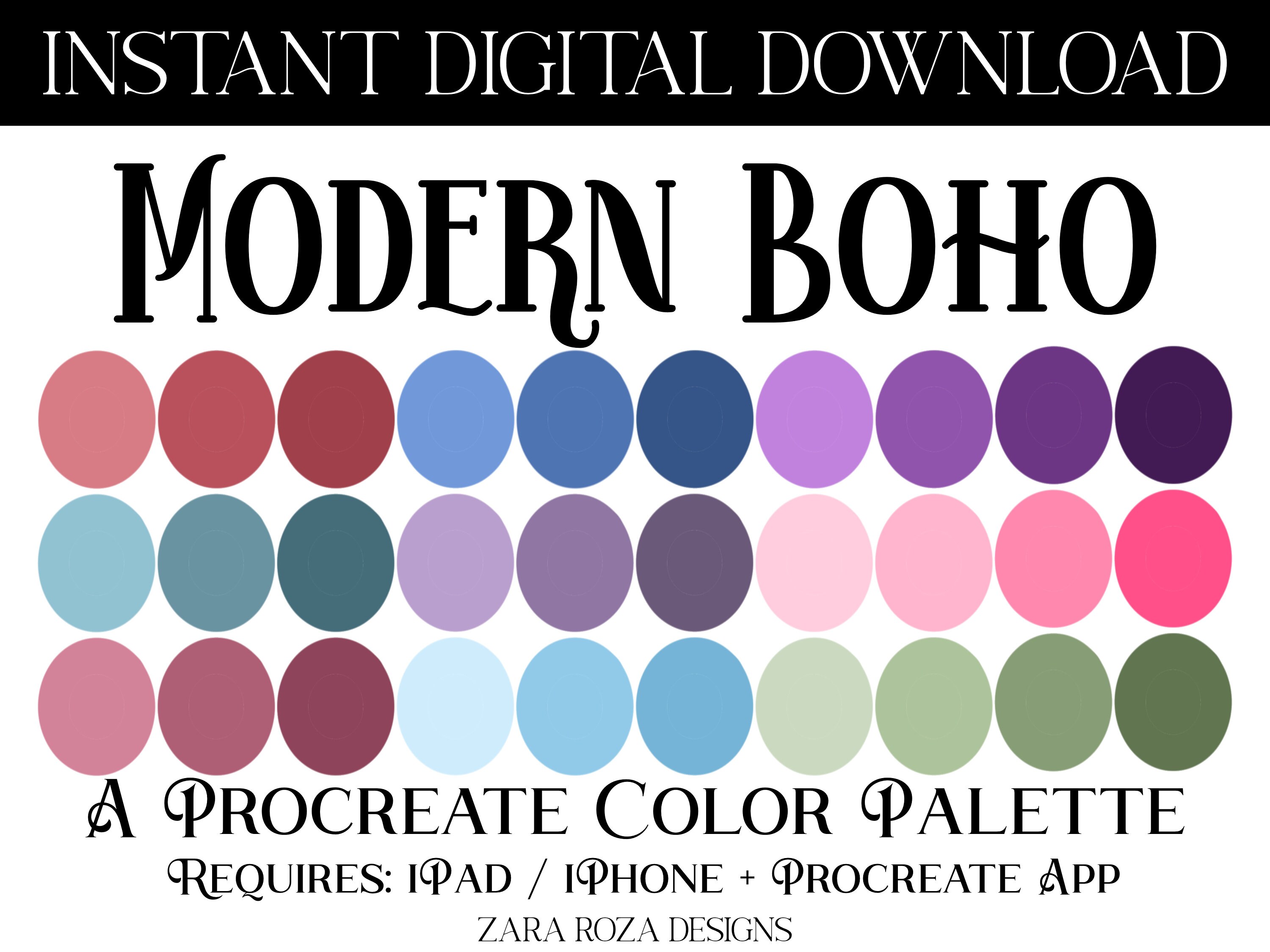 20 Procreate Color Palette Bundle Pack VOL. 40 Set Goth Retro Vintage ...